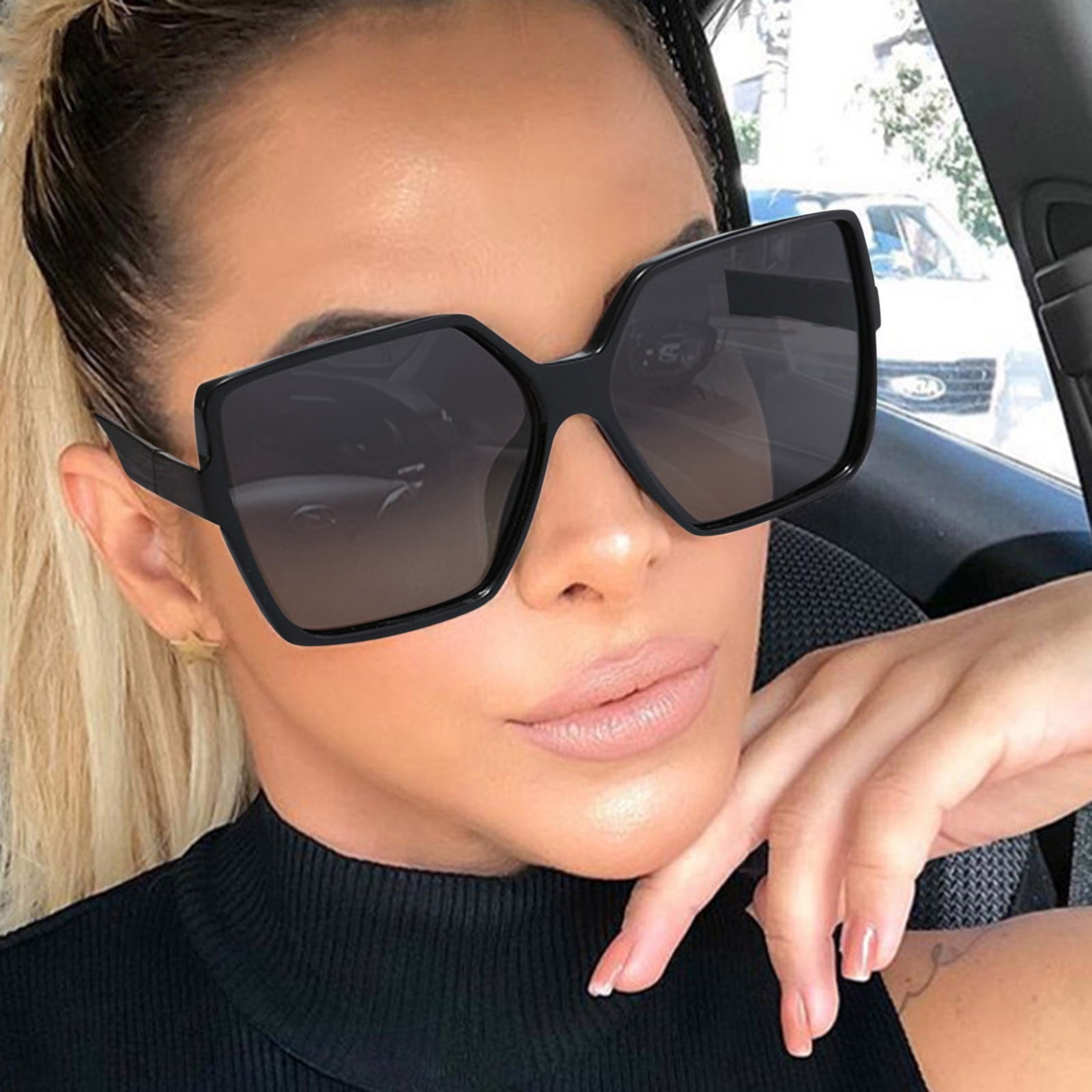 Glasses for Women Black Ladies Sunglasses Personality Big Frame Fashion ...