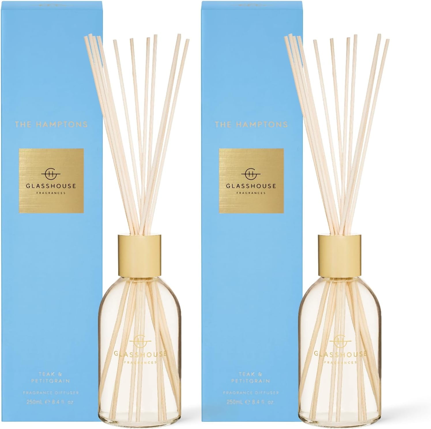 Glasshouse Fragrances The Hamptons 2 Pack Reed Diffuser, Home Fragrance & Perfume Scented Room ...
