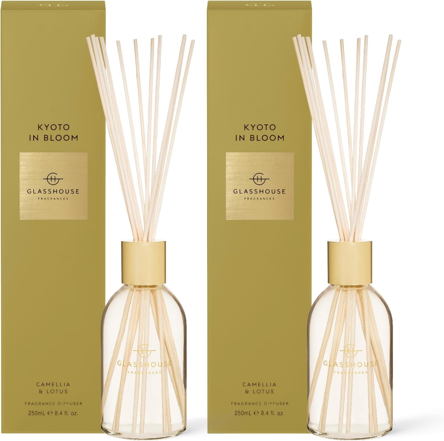 Glasshouse Fragrances Kyoto in Bloom 2 Pack Reed Diffuser, Home ...