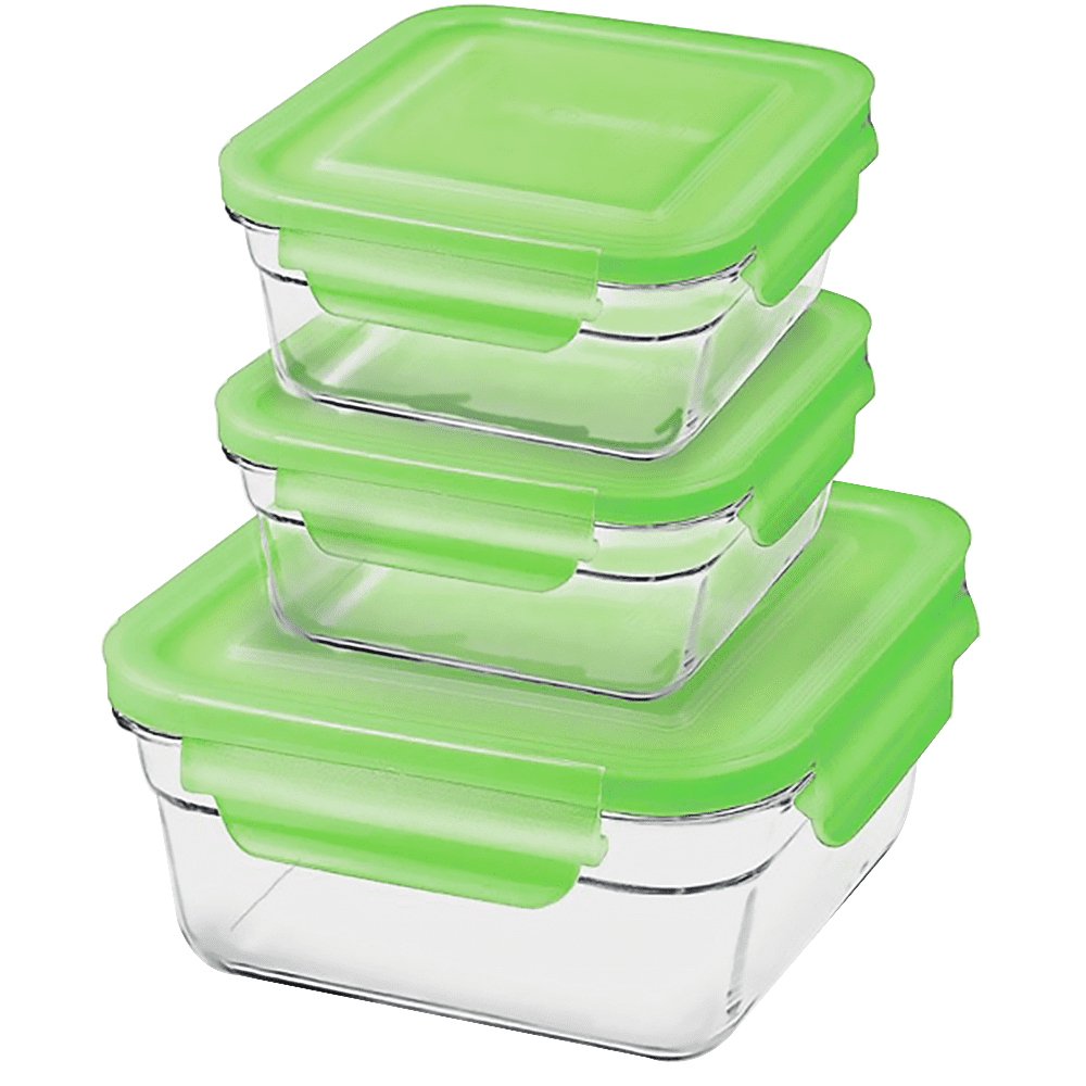 Glasslock Clear Glass Airtight Food Storage Containers, 3 Count ...