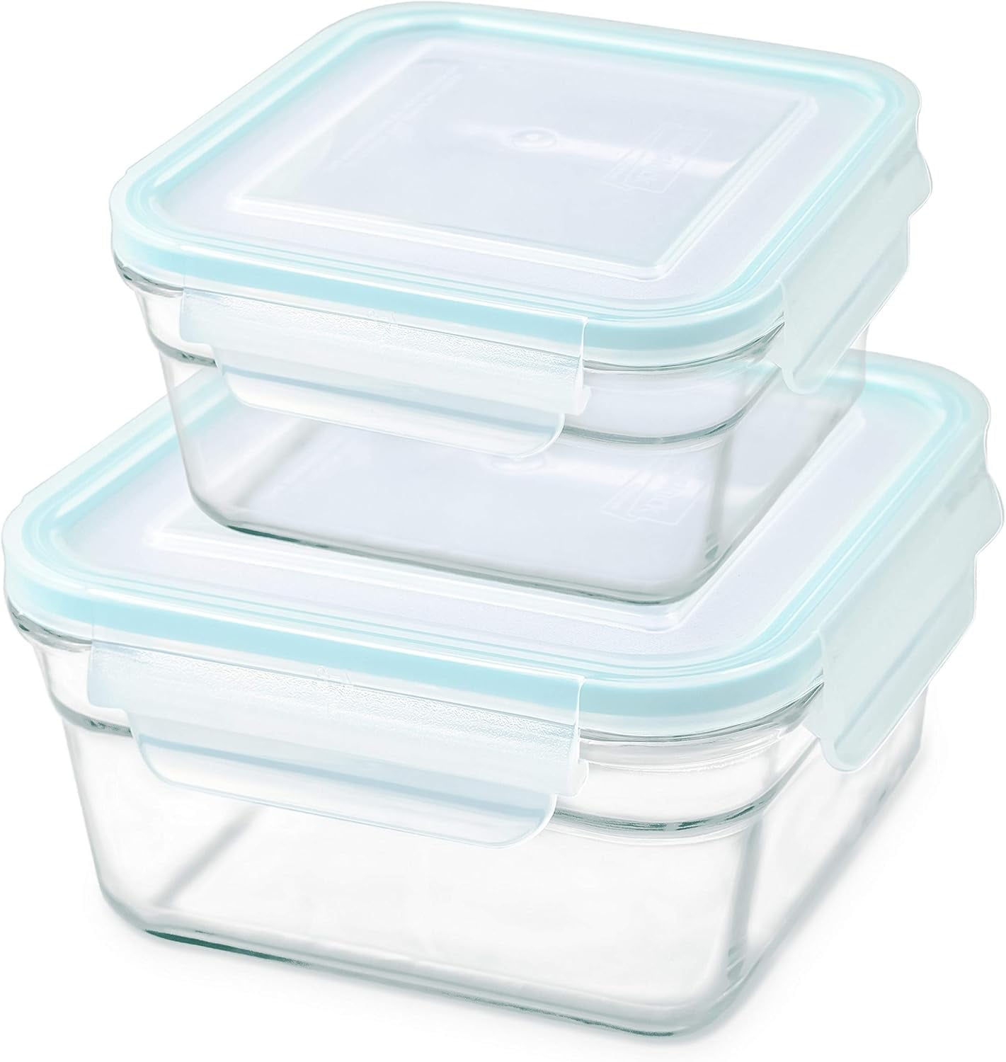 Glasslock Storage Square Containers 26oz & 12oz Anti Spill Microwave ...