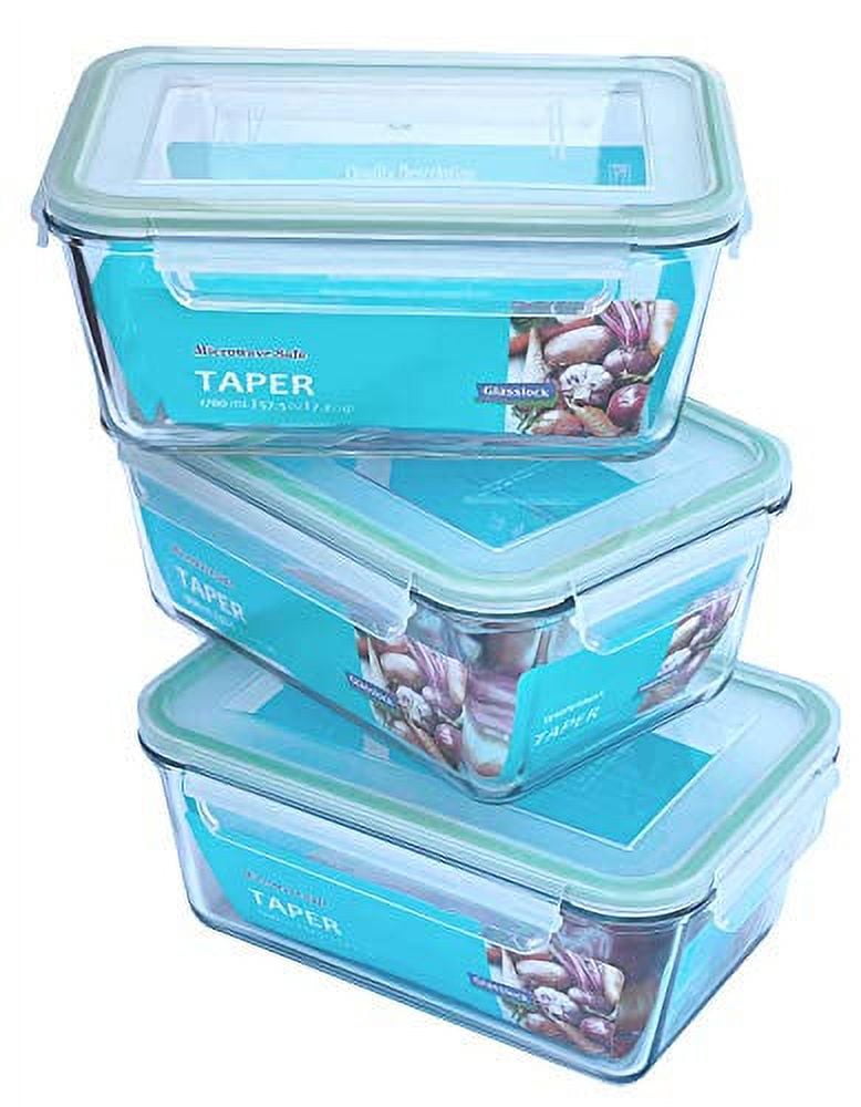 Glasslock Taper Rectangular Glass Food-Storage Container with Locking ...
