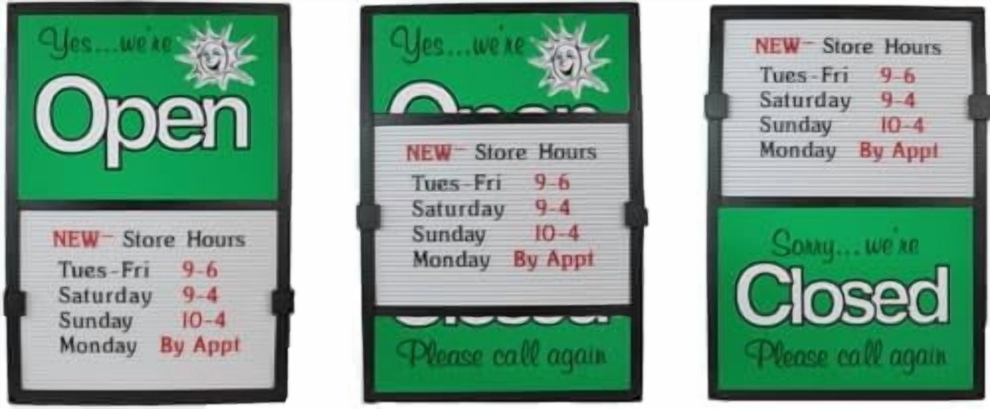 Glassmate Vertical Open/Closed Sun Message Slider Board Sign |14"W x 20 ...