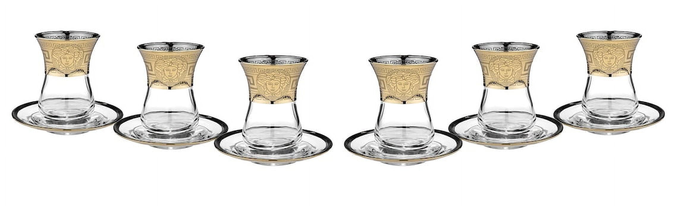 Glasstar GS07566 "Versailles" 5 oz Glasses for tea with saucers, 160ml ...