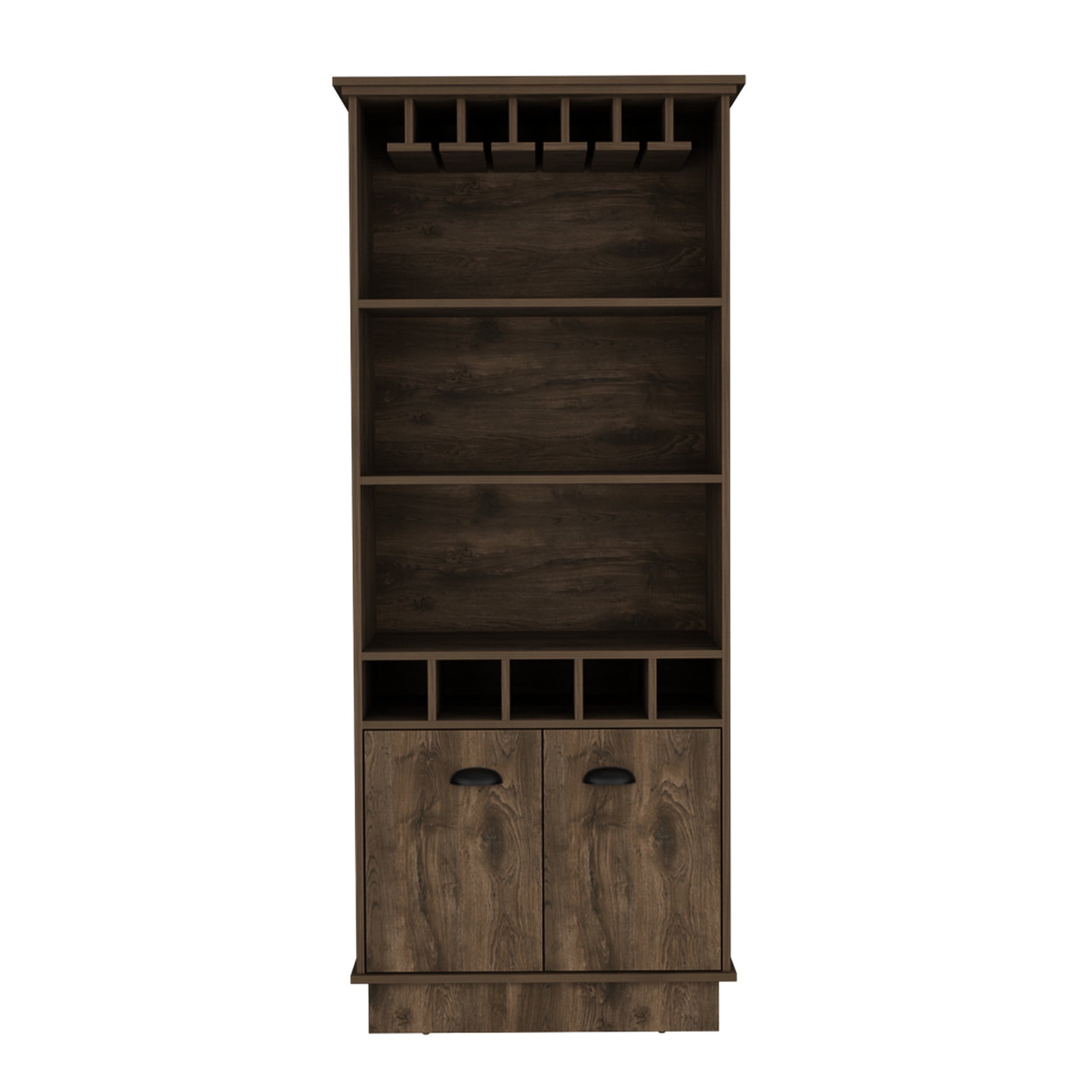 Glassware Display and Simple Setup Dark Brown Bar Cabinet - For Living ...