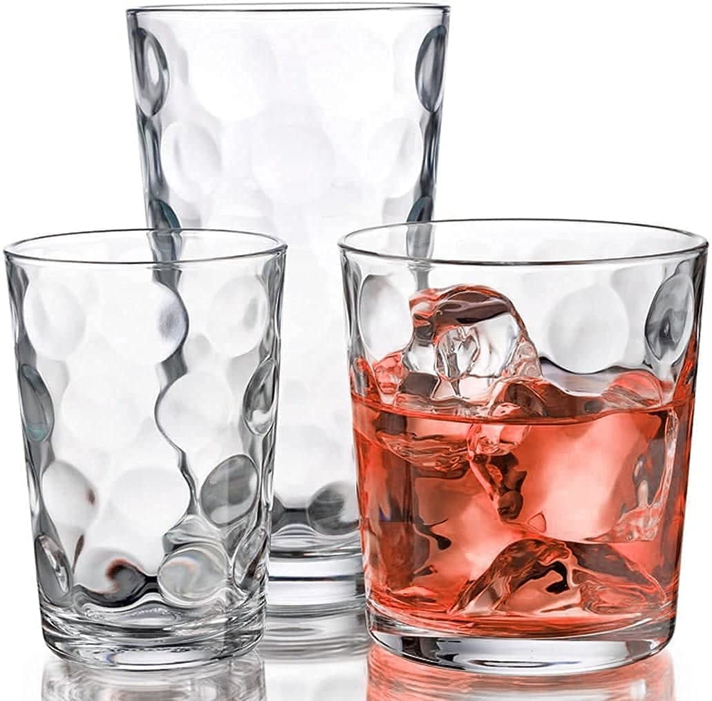 Glassware Set 18 Piece Mixed Drinkware Set. 6 Highball Tumblers-17 oz ...