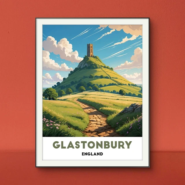 Glastonbury England Poster - Iconic Glastonbury Tor Landscape NO FRAMED ...