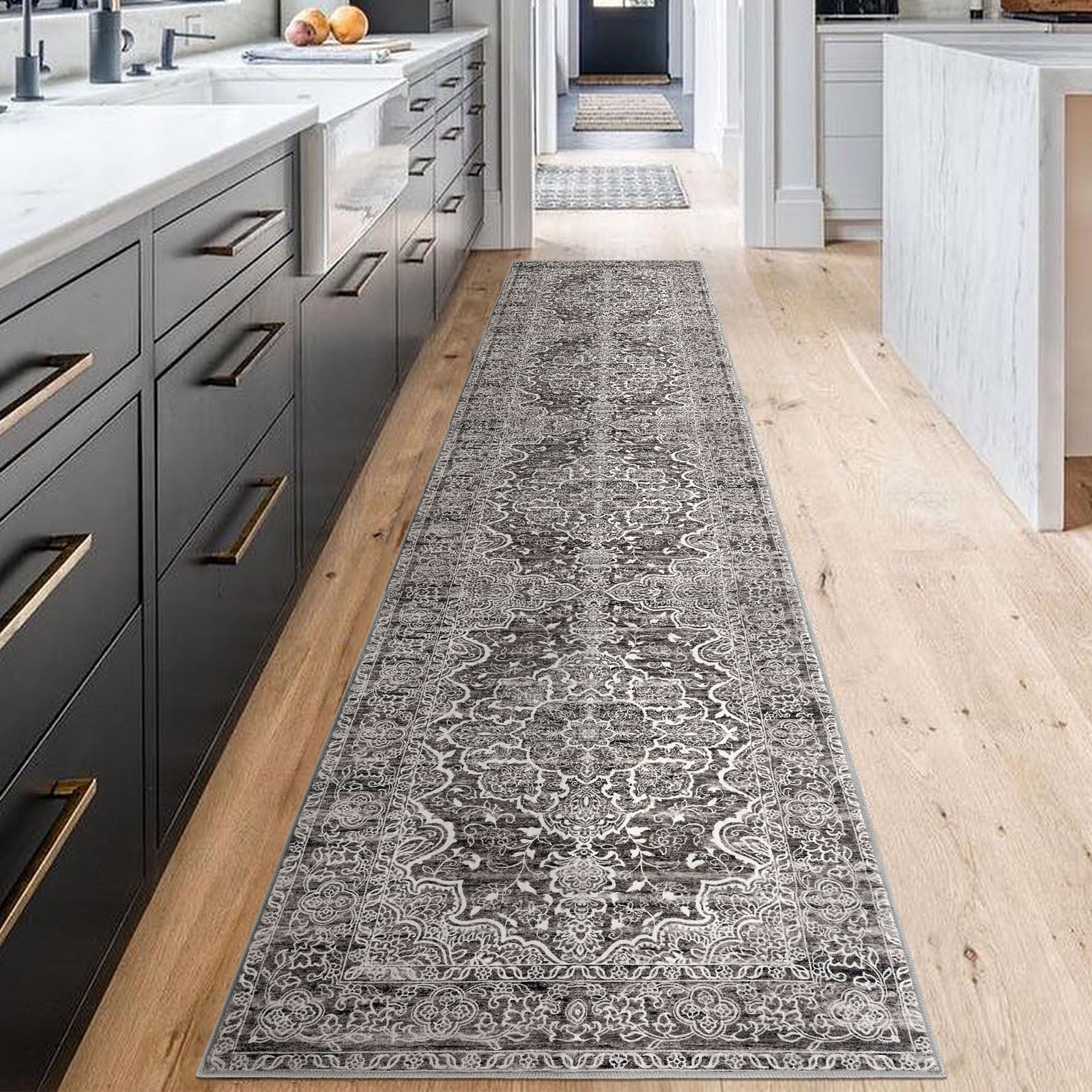 Glattice Washable Runners 2.6x12 Tan Runners Non-Slip Hallway Runner ...