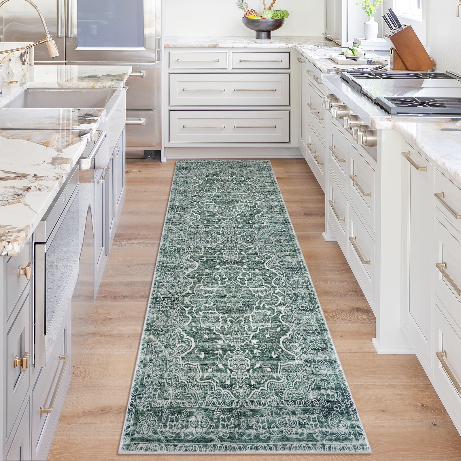 Glattice Hallway Runner Rug 2.6x8 Green Runners Non-Slip Kitchen Rug ...