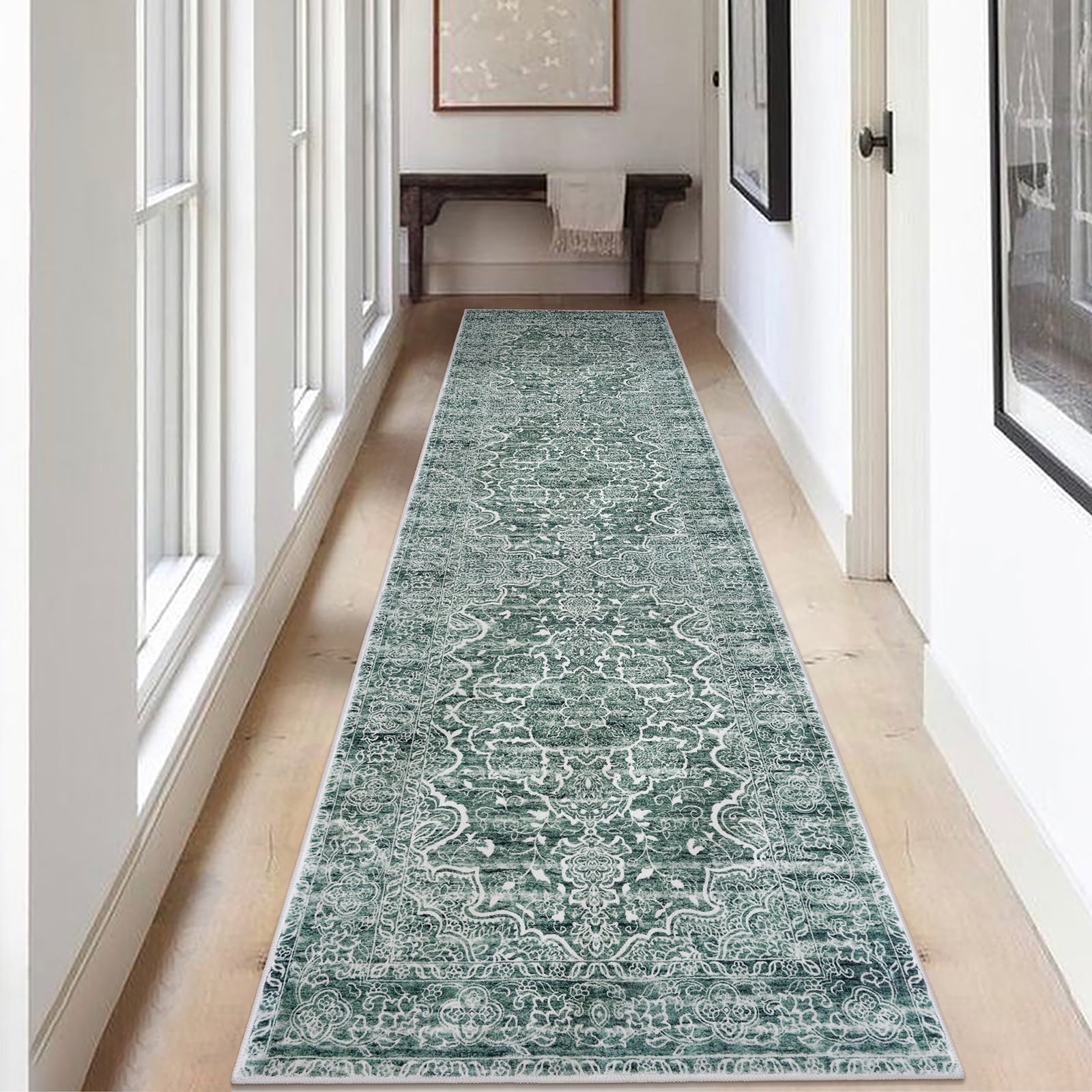 Glattice Kitchen Runner Rug 2.6x10 Green Runners Washable Hallway Rug ...