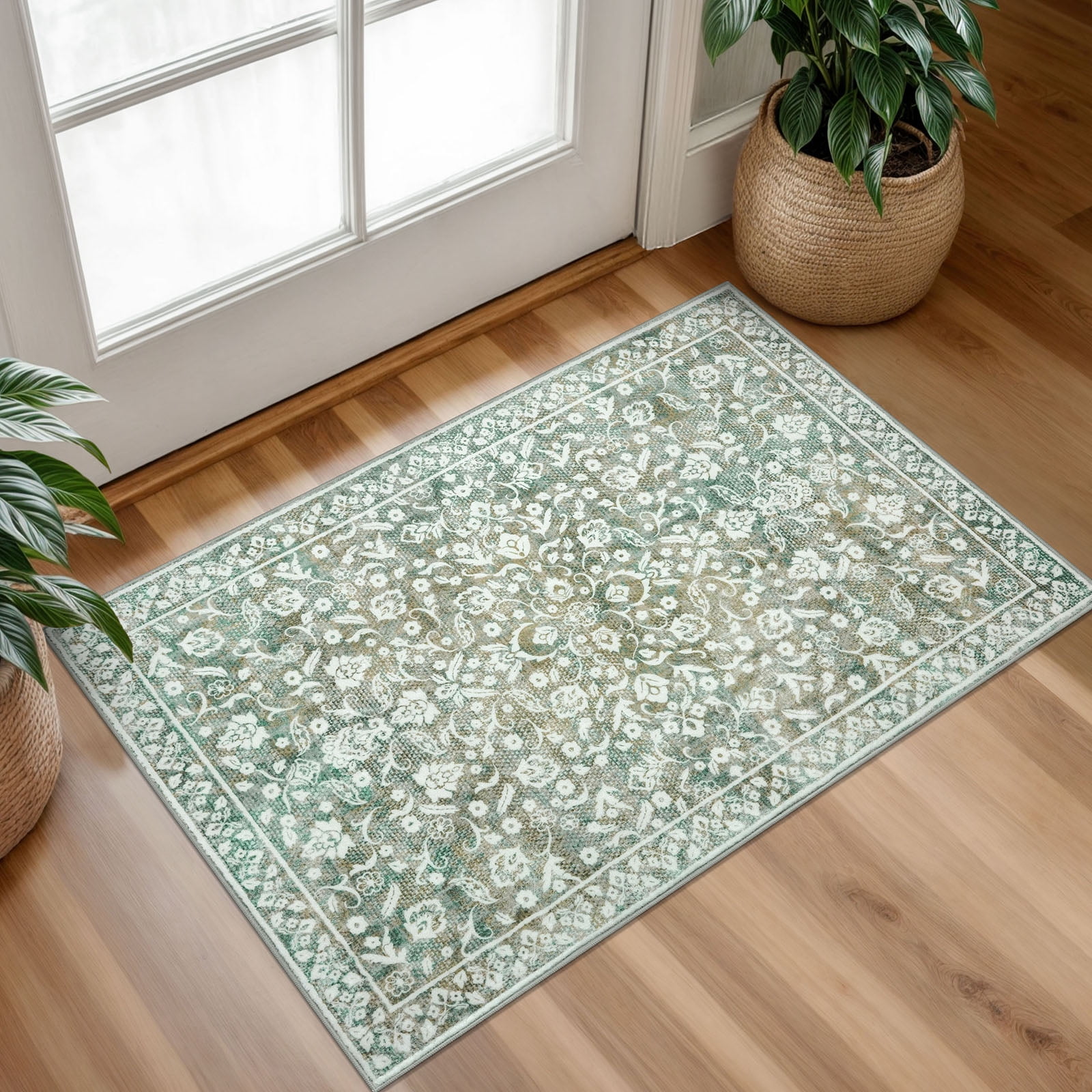 Glattice Washable Rug 2x3 Indoor Entryway Rug Green Small Area Rug Non ...
