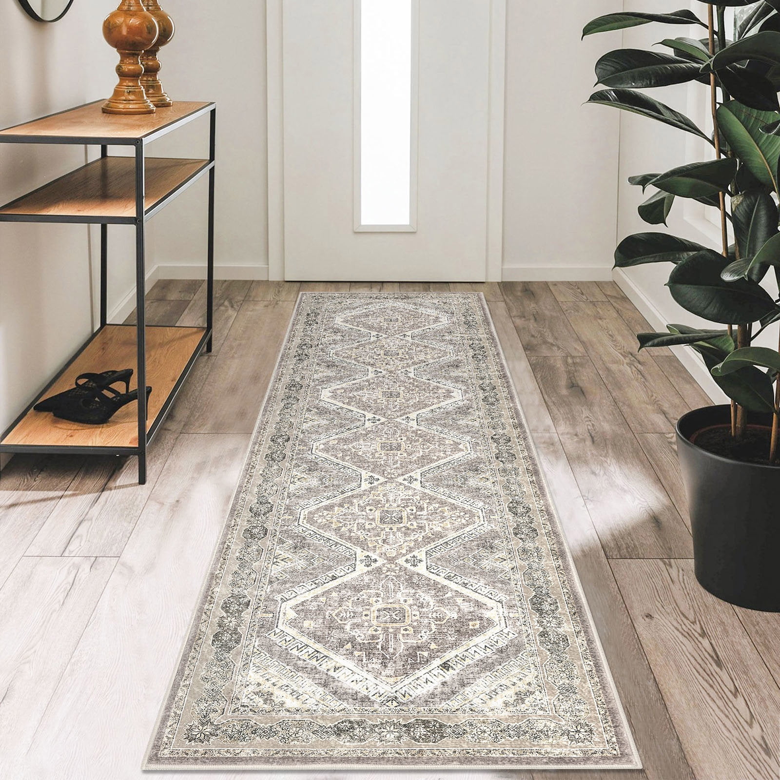 Glattice Washable Runner Rug 2x7 Ivory Grey Runners Non-Slip Ultra Soft ...
