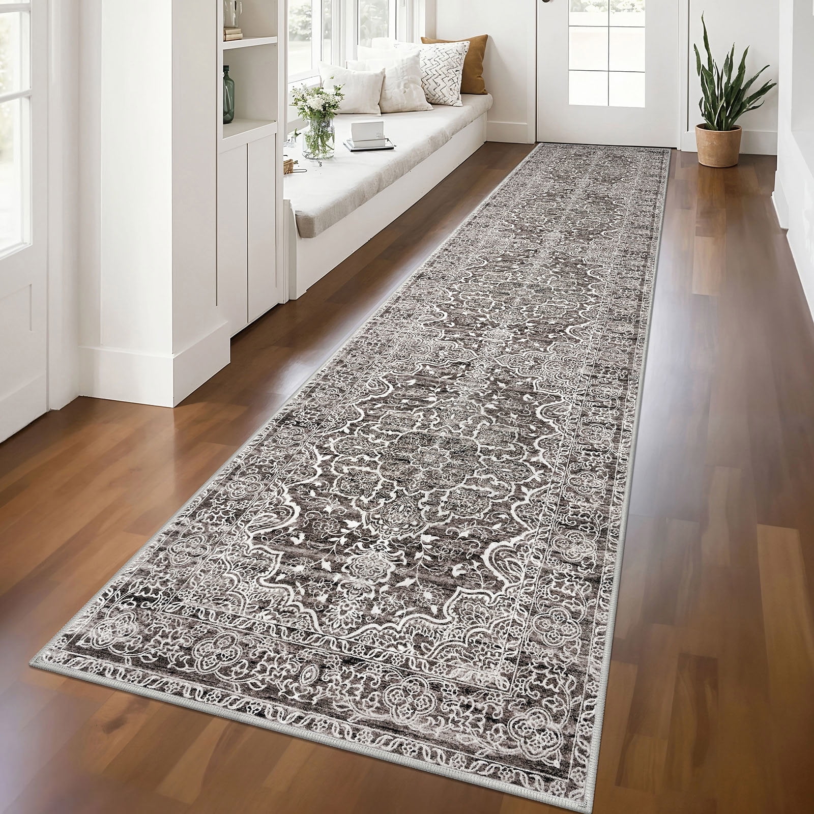 Glattice Washable Runners 2.6x12 Tan Runners Non-Slip Hallway Runner ...
