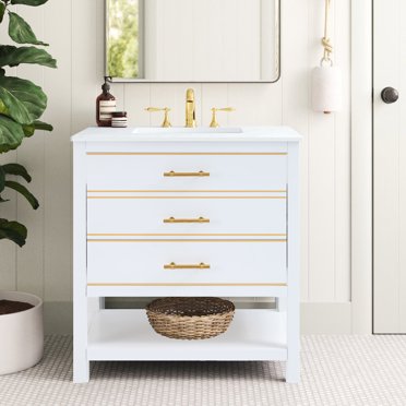 GDF Studio Modern 30" Bathroom Vanity with Ceramic Sink, Soft-Close ...