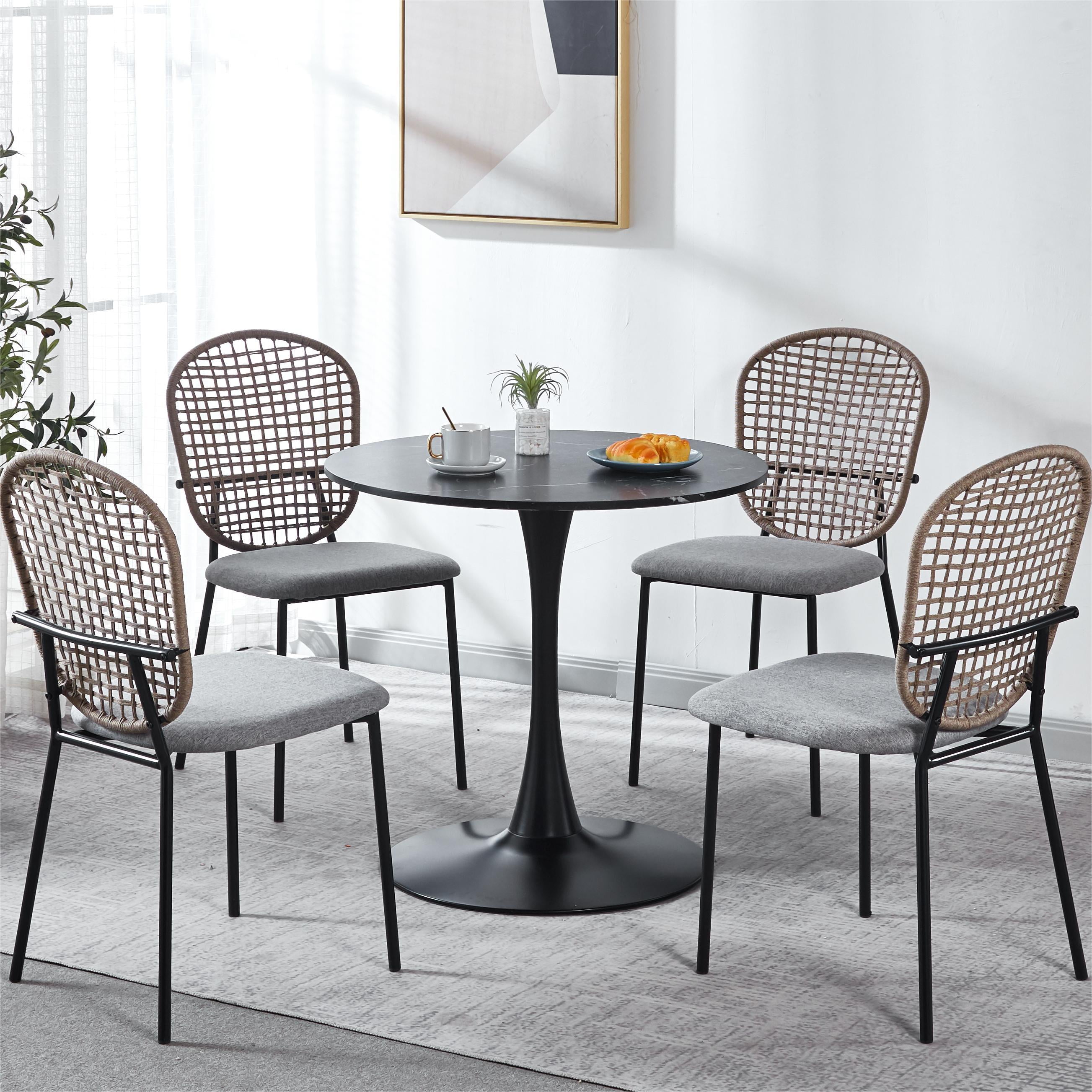 Glavbiku 31.5" Wood Mid-century Dining Table with Marble Top for Dining ...