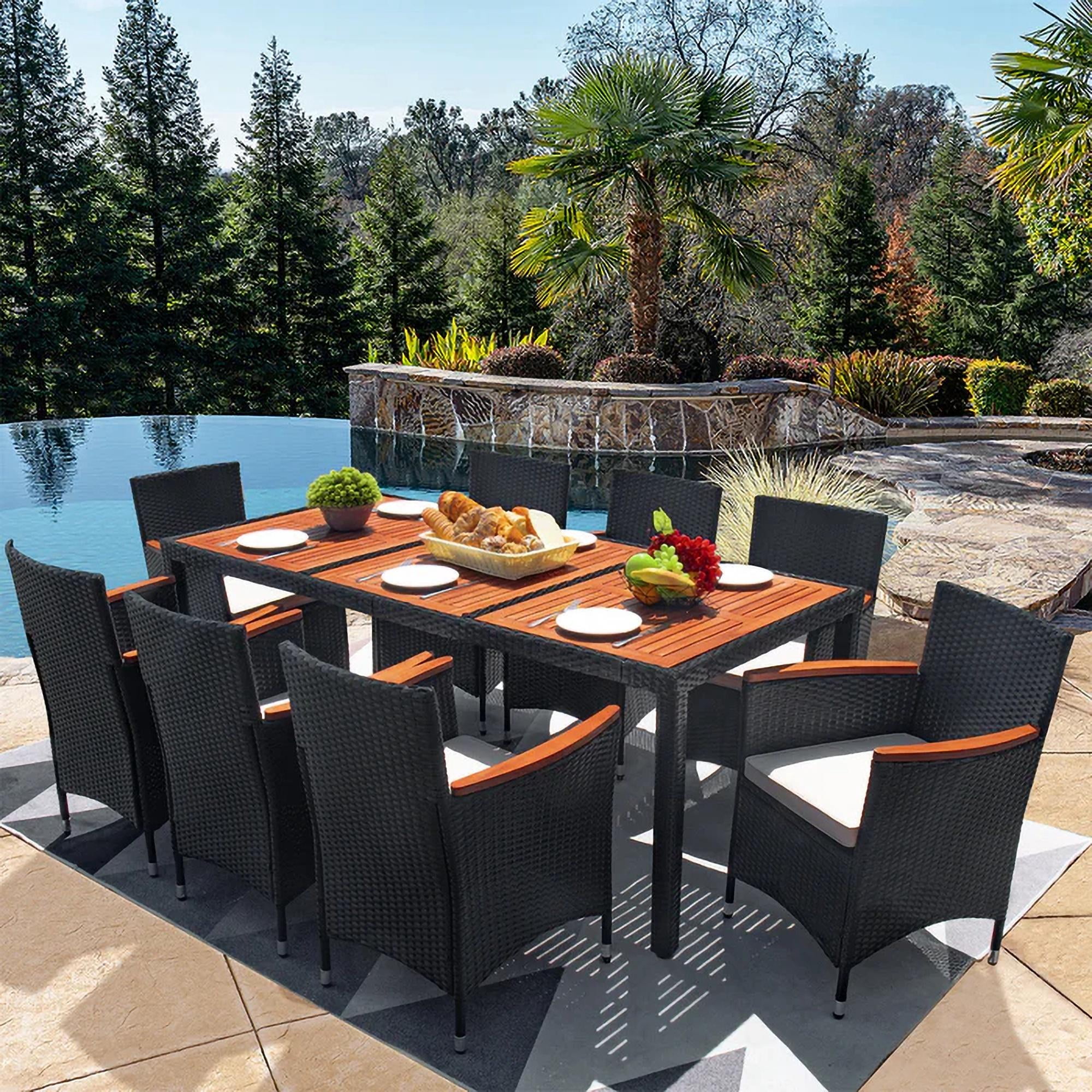 Glavbiku 8 Seat Outdoor Patio Wicker Dining Set,Outdoor Rattan ...