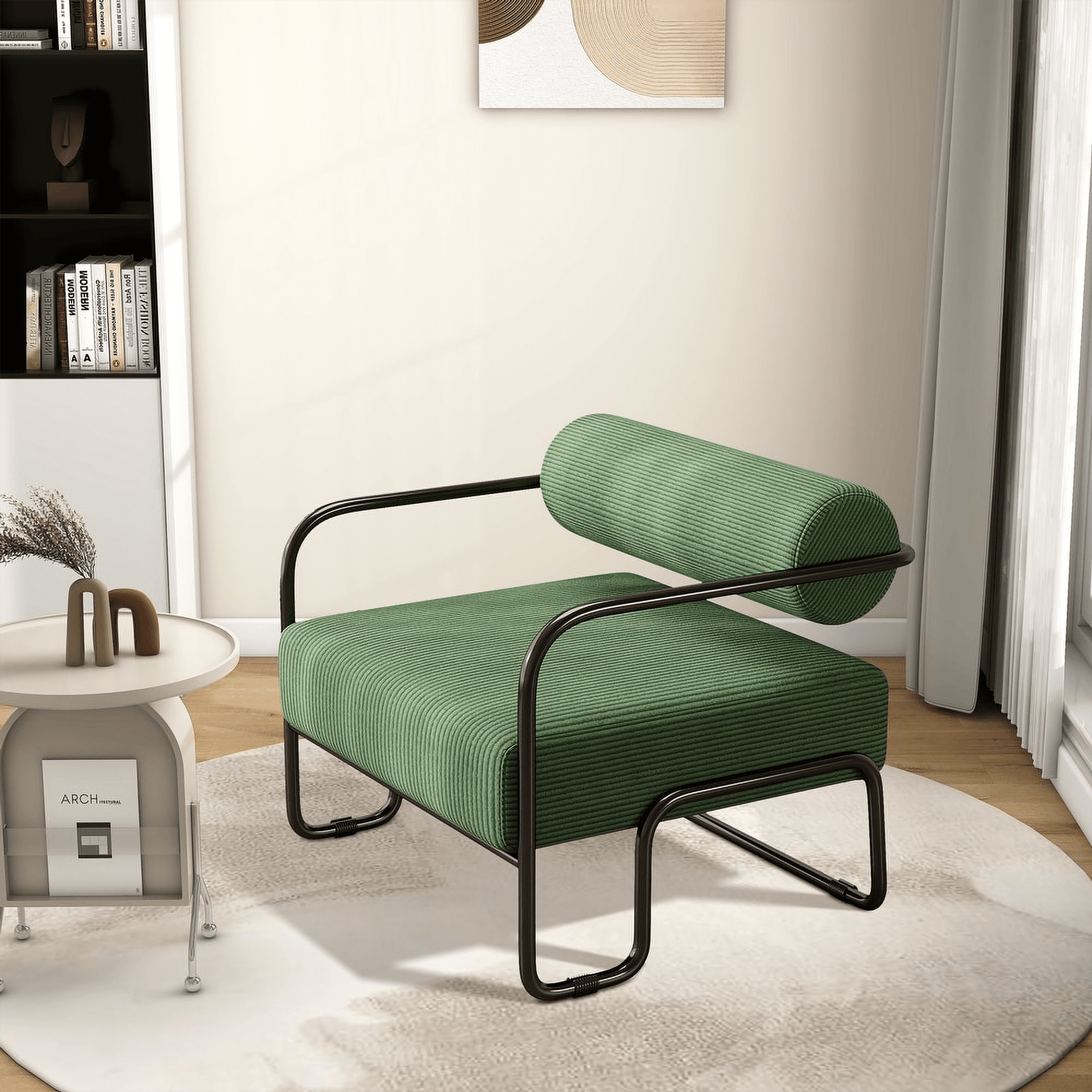 Glavbiku Corduroy Sofa Chair with Iron Frame,Lazy Armchair W/ Extra ...