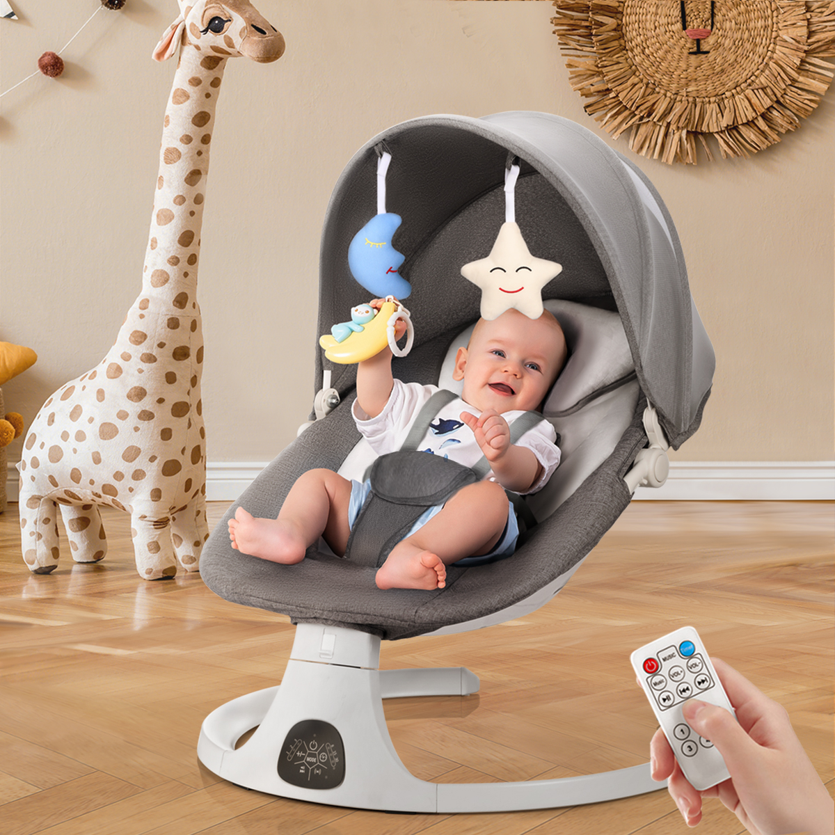 Electric Baby Swing, Bioby Infant Swing Chair Rocker with Remote ...
