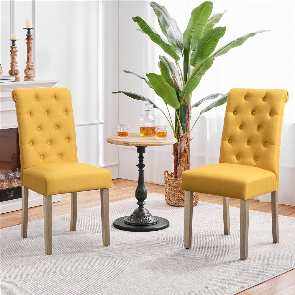 Glavbiku High Back Tufted Parsons Dining Chairs Set of 2 with Solid ...