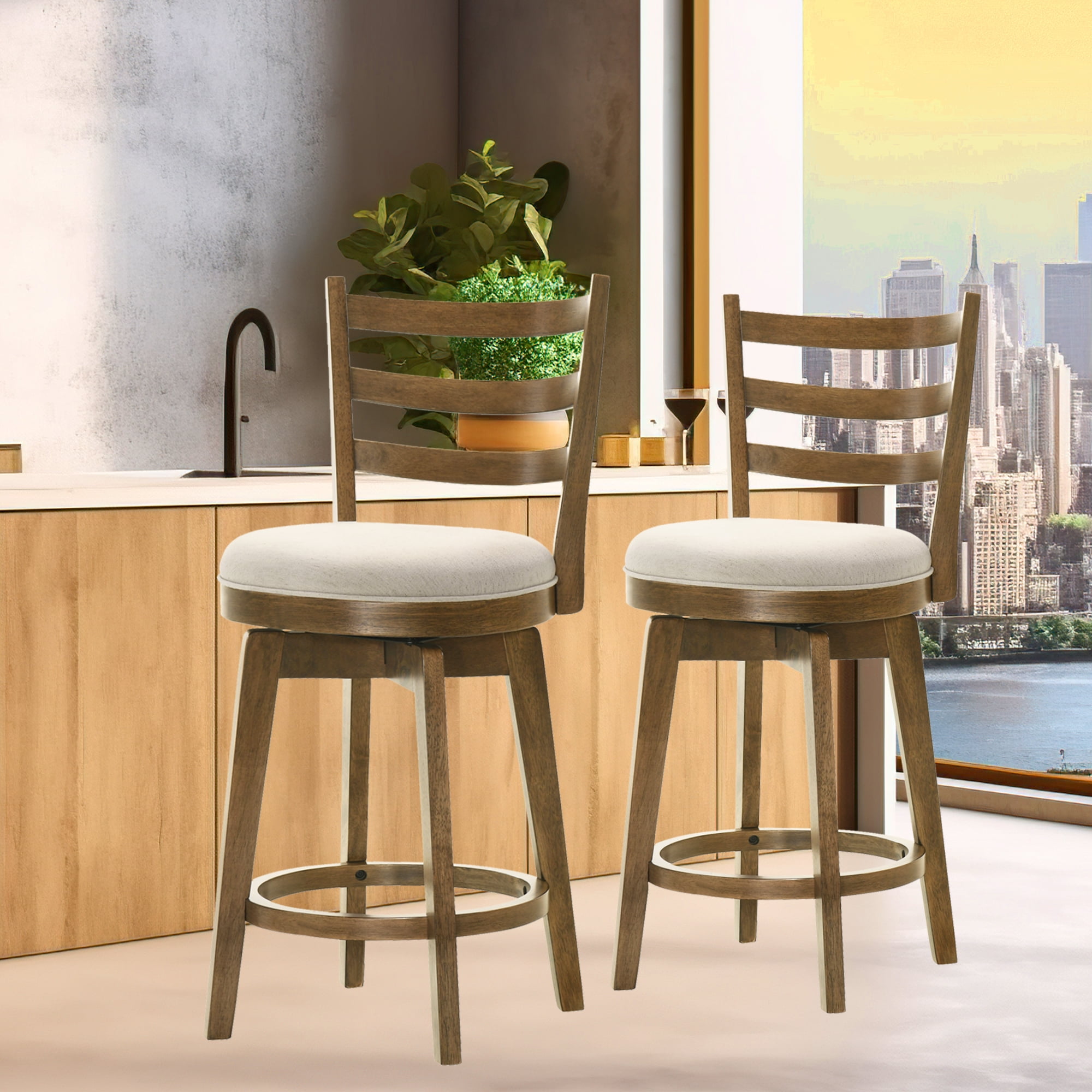 Glavbiku Ladder Back Counter Height Chair,Swivel Stools with ...