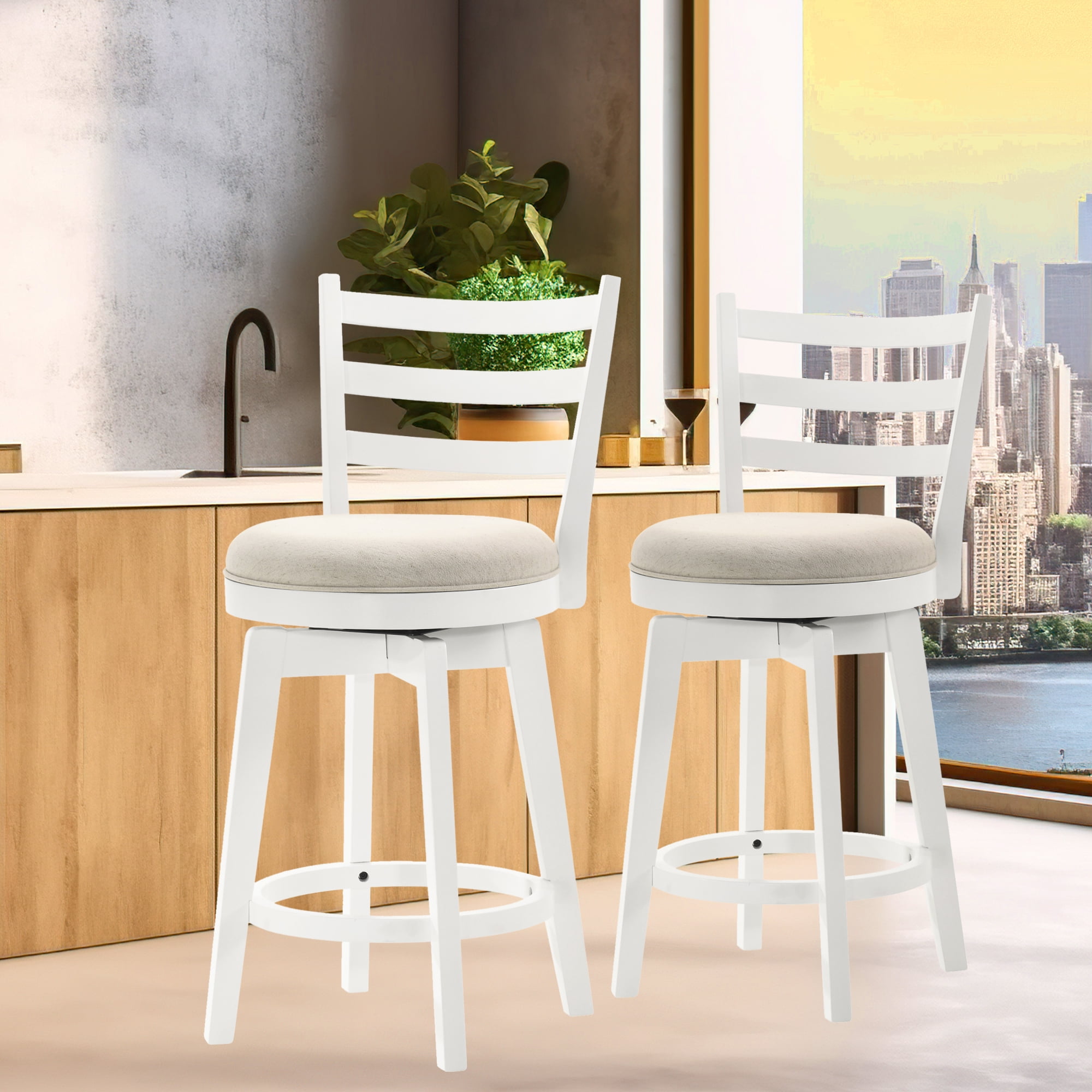Glavbiku Ladder Back Counter Height Chair,Swivel Stools with ...