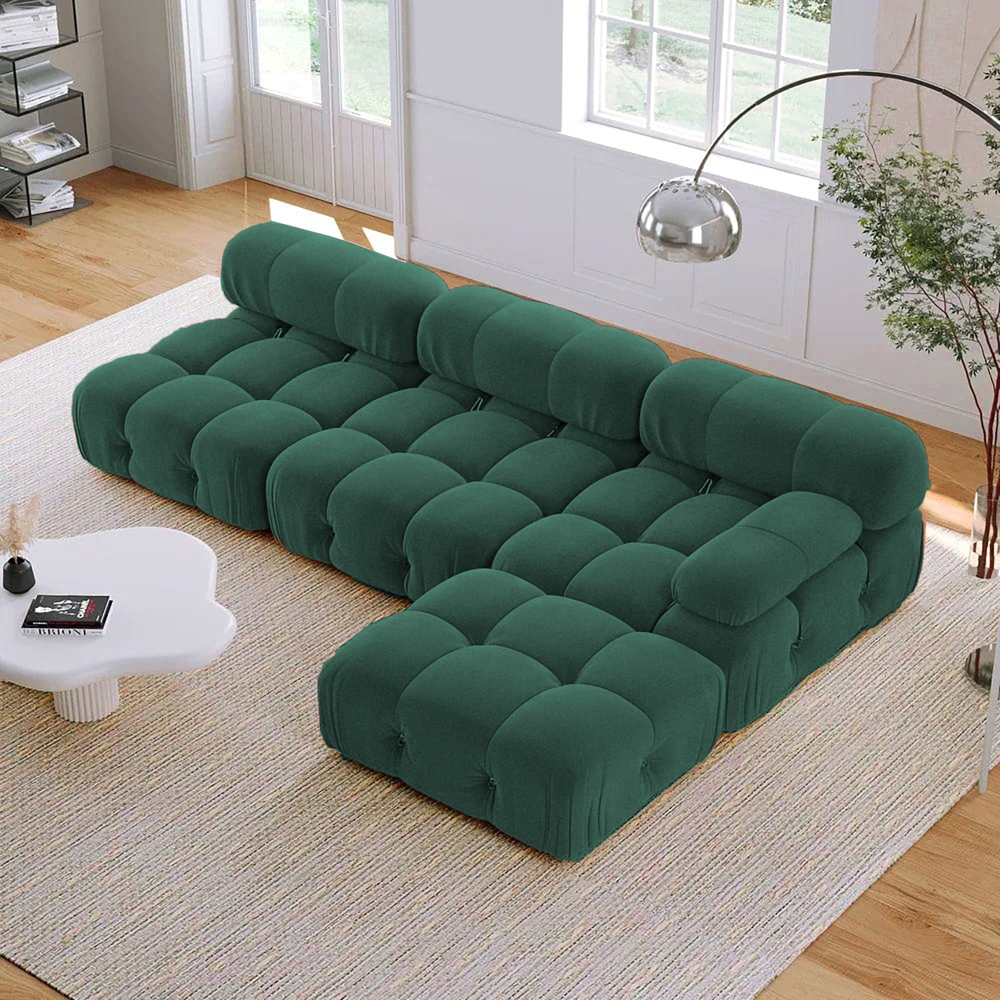 Glavbiku Luxury Modular Sectional Sofa with Ottoman,Velvet L Shaped ...