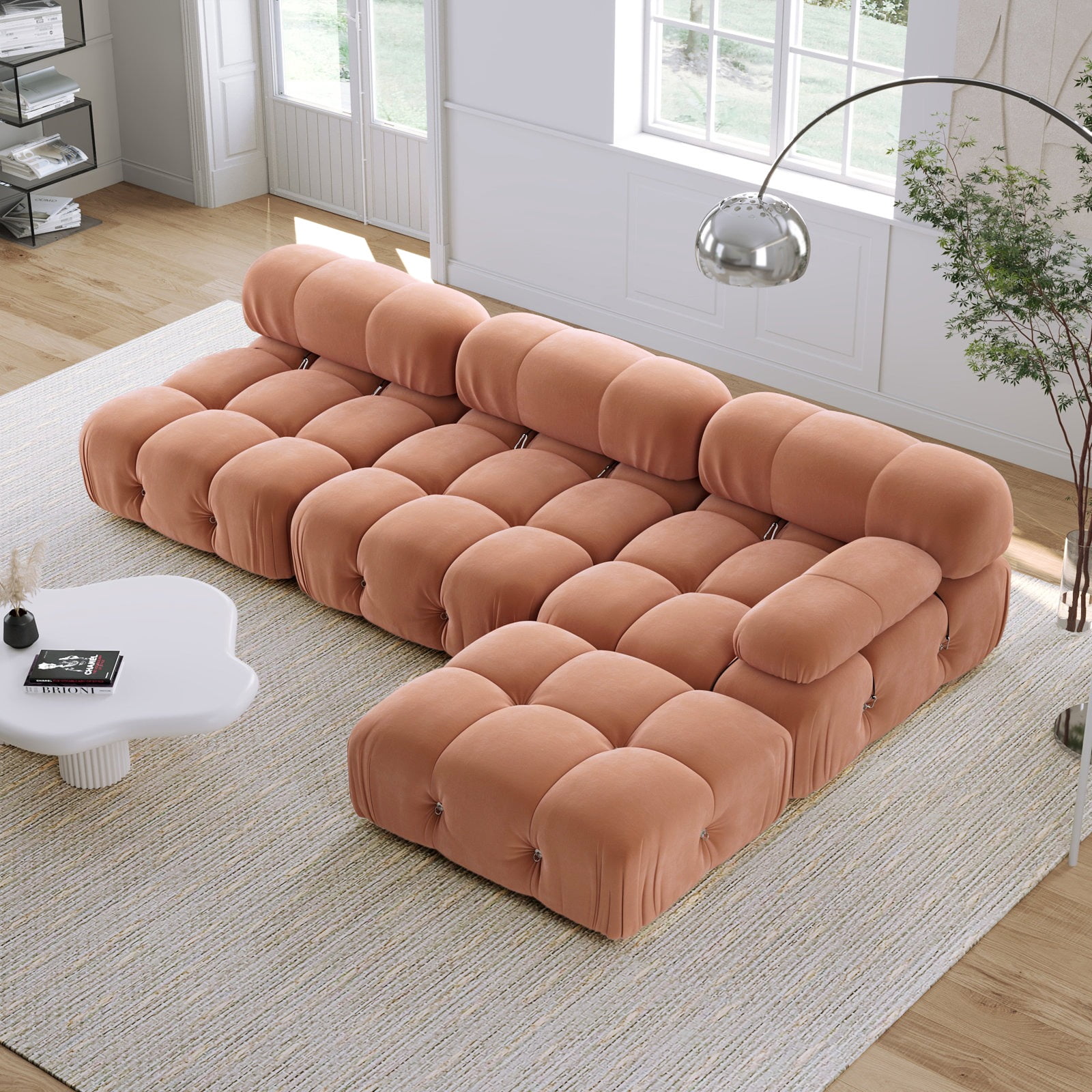 Glavbiku Luxury Modular Sectional Sofa with Ottoman,Velvet L Shaped ...