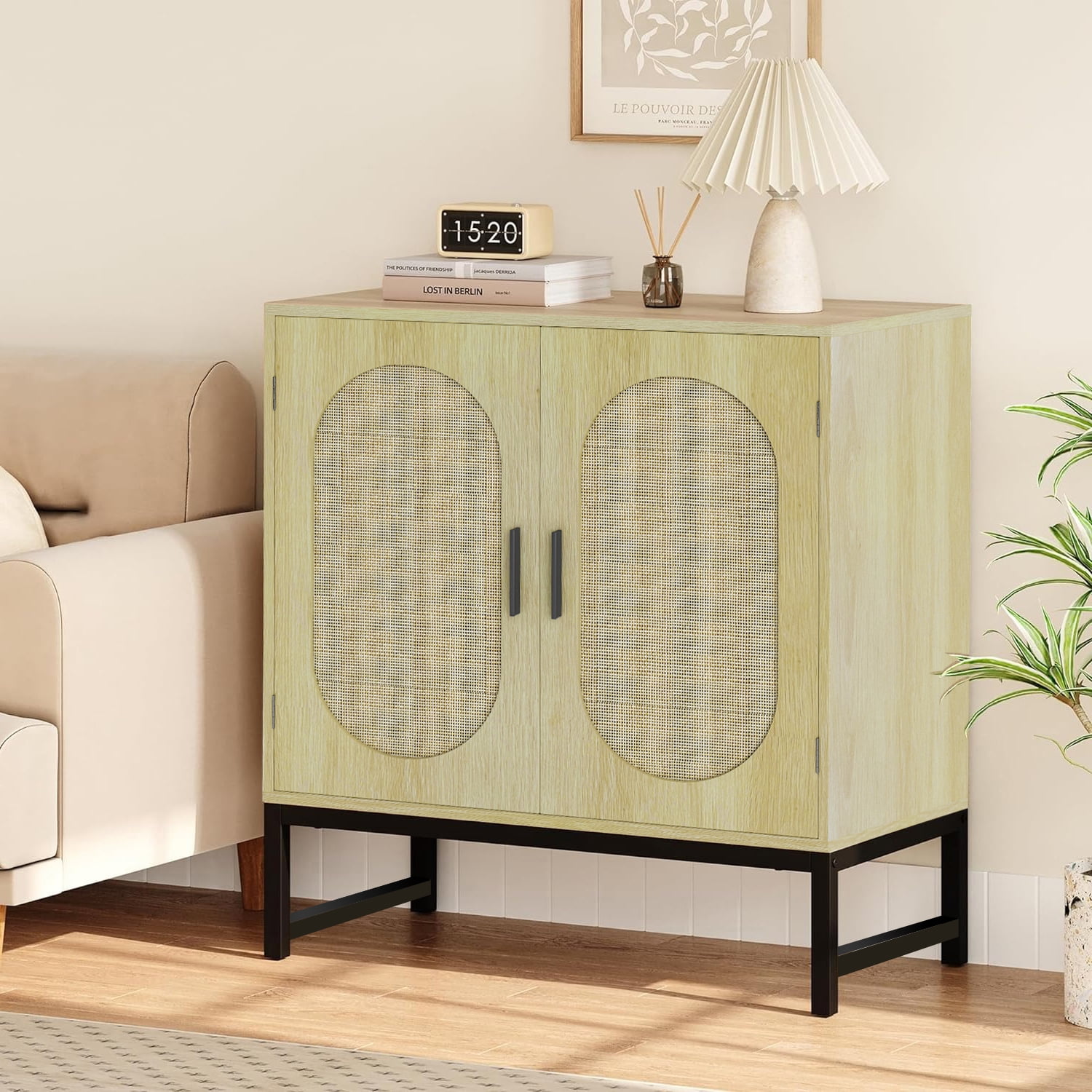 Glavbiku New Modern 2 Rattan Arched Door Sideboard,Accent Cabinet with ...