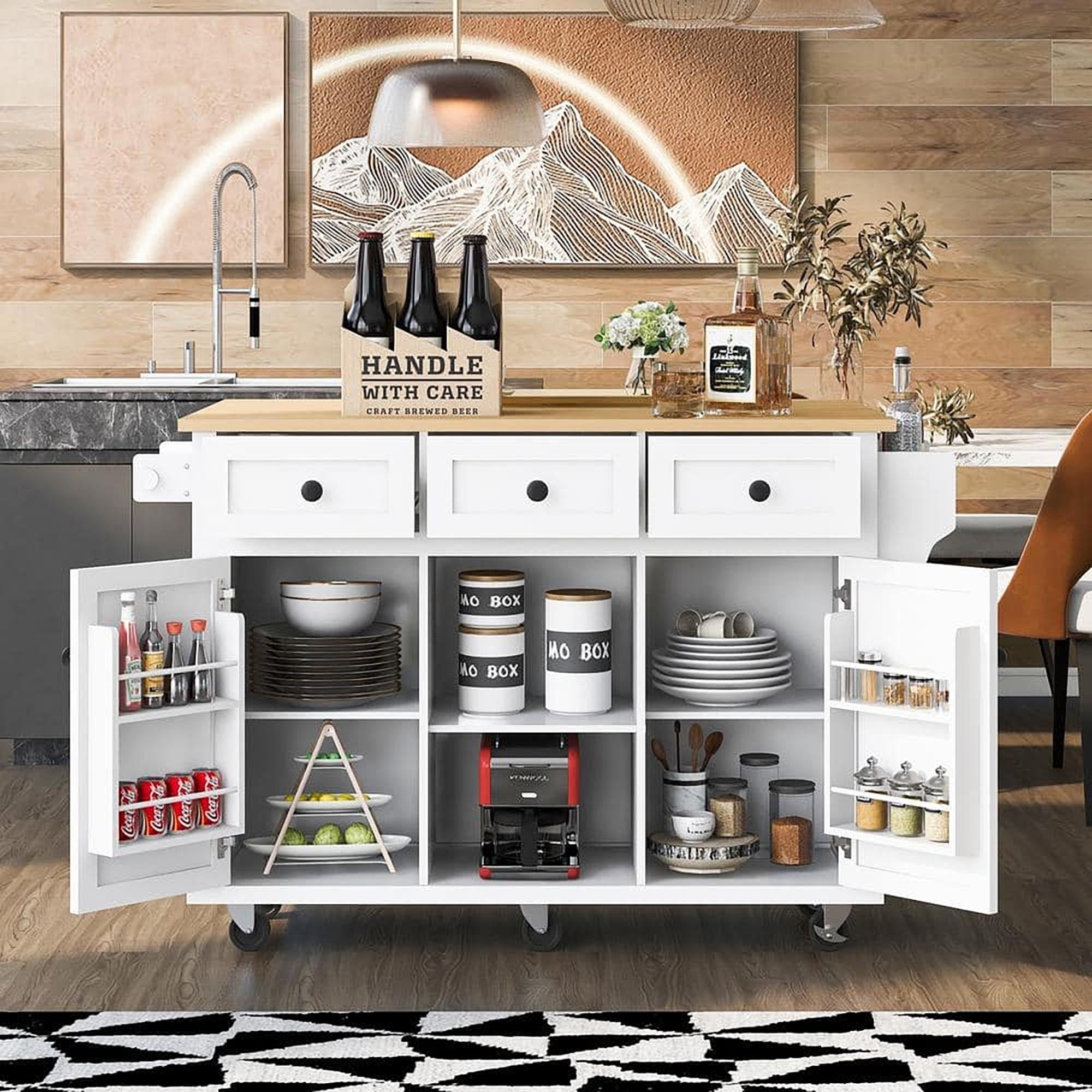 Glavbiku Rolling Kitchen Cart with Drop-Leaf Countertop,Island Cart ...