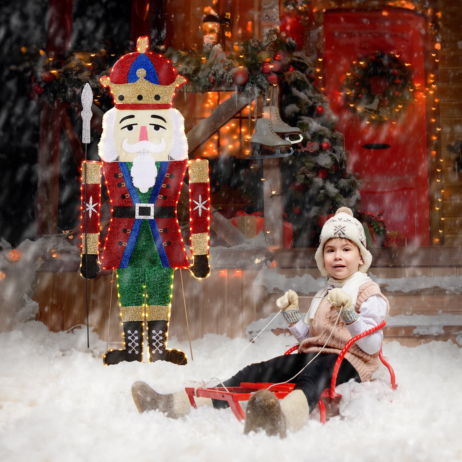 Glaxias Lighted Nutcracker Christmas Yard Decorations, Pre-lit 2D ...