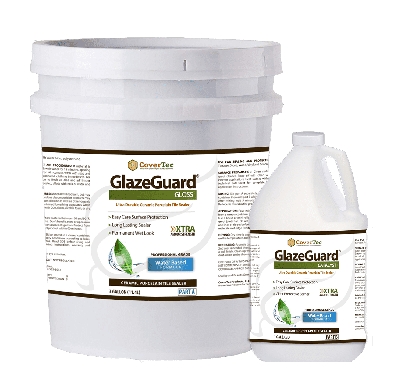 GlazeGuard Gloss Ceramic & Porcelain Tile Sealer – High Gloss, Wet Look Finish (4 Gal-2 Part Kit ...