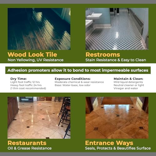 GlazeGuard Satin Floor Sealer Wall Sealer for Ceramic, Porcelain, Stone ...