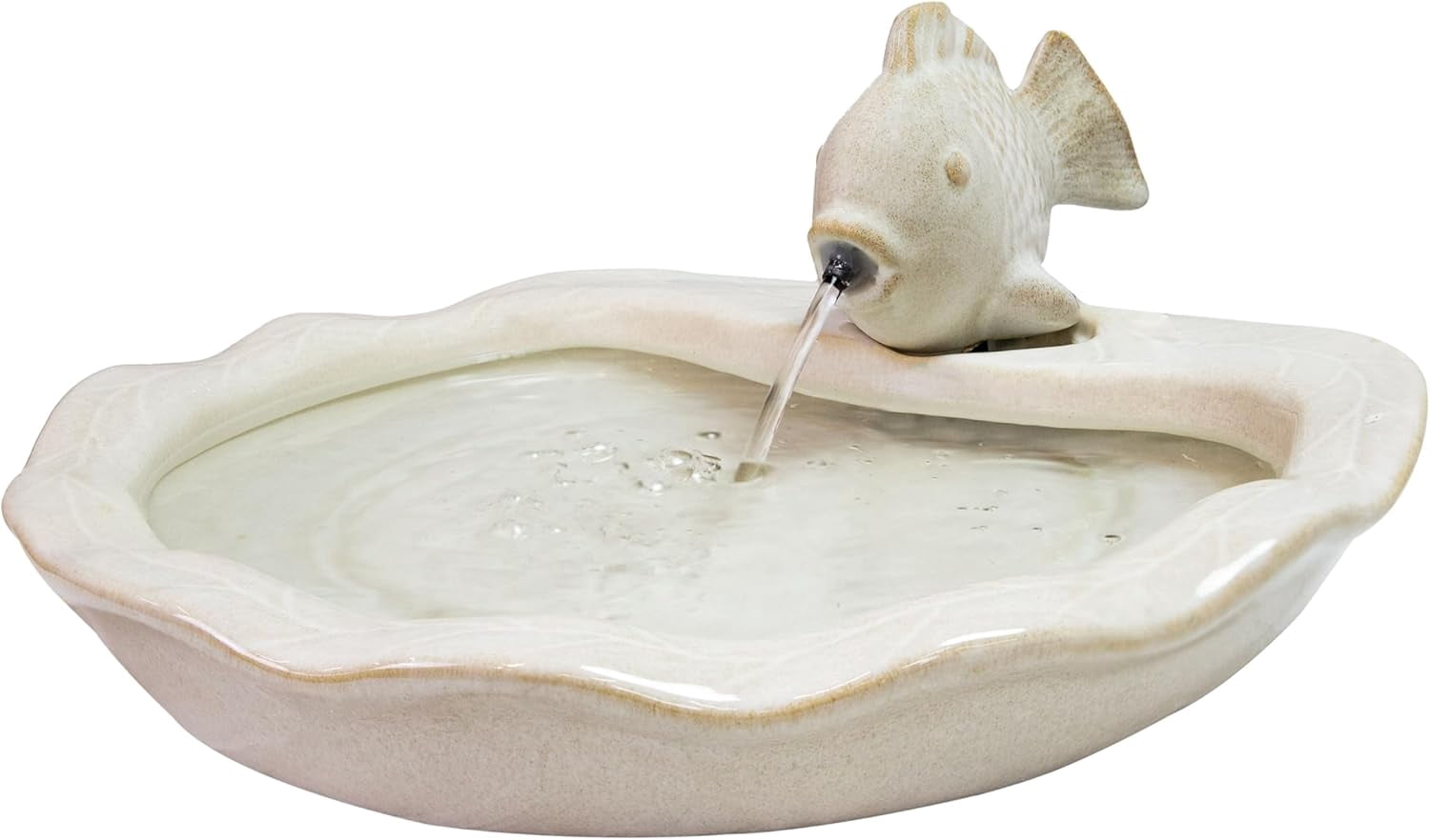 Glazed Ceramic Fish 7-Inch Outdoor Garden Fountain - Outdoor Tabletop ...