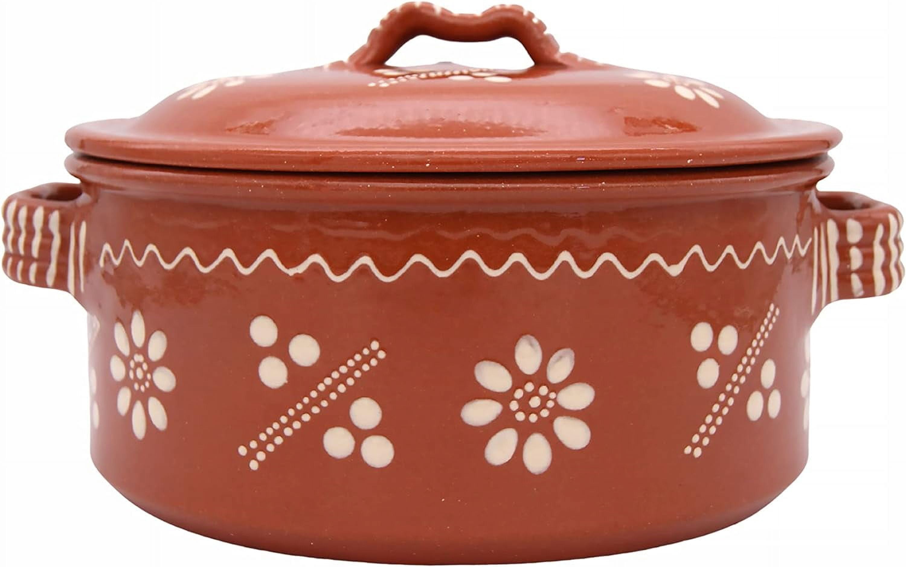 Glazed Clay Cooking Pot with Lid, Terracotta Casserole for Traditional ...