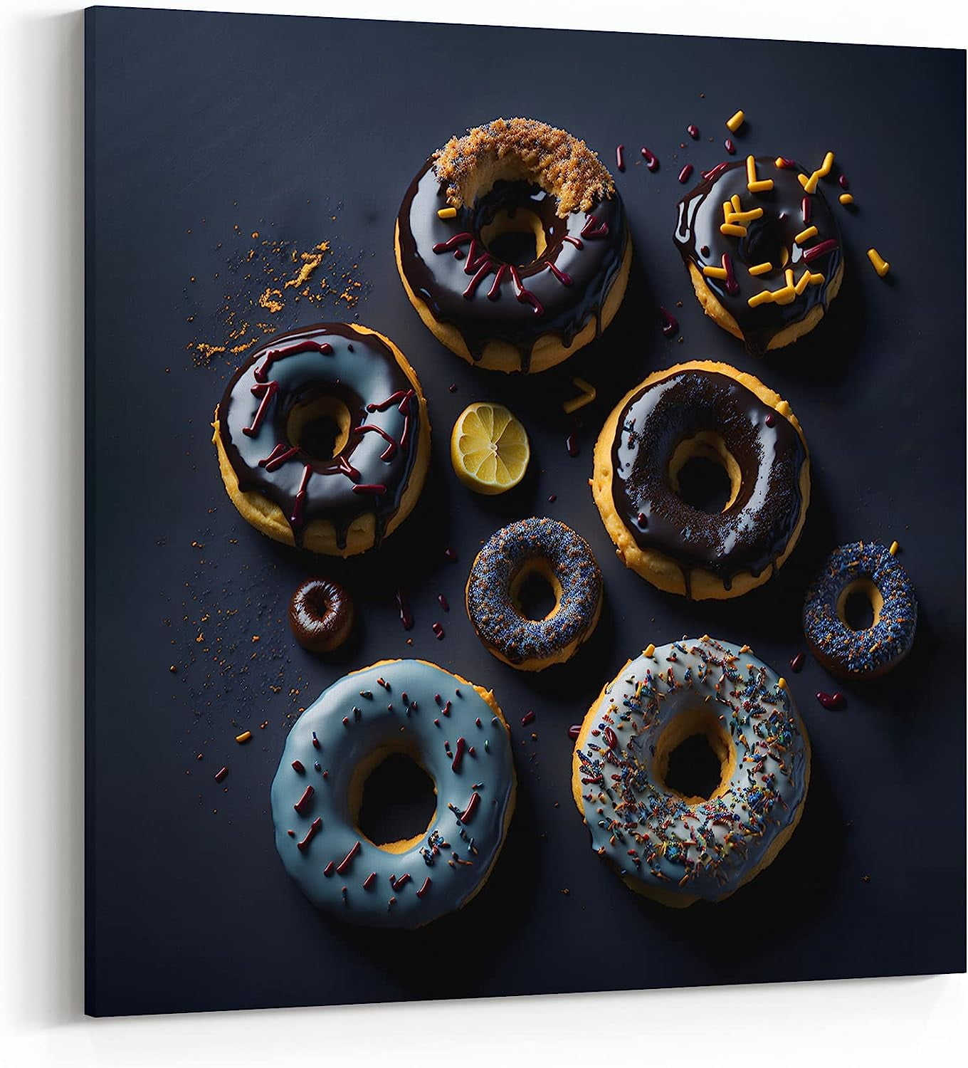 Glazed Donuts and Sprinkles, Food Detail Photography Canvas Wall Art ...