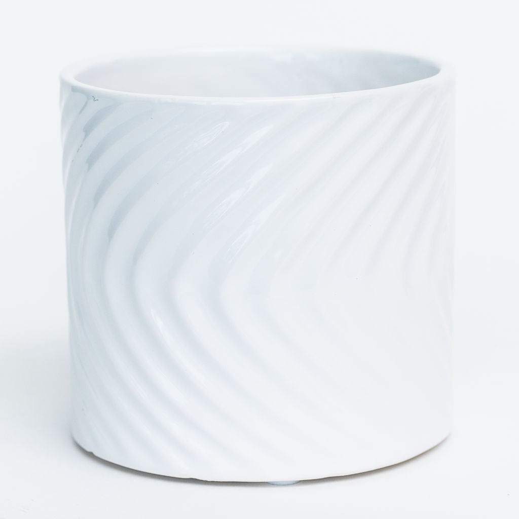 Glazed White Swirled Pattern Planter - Walmart.com