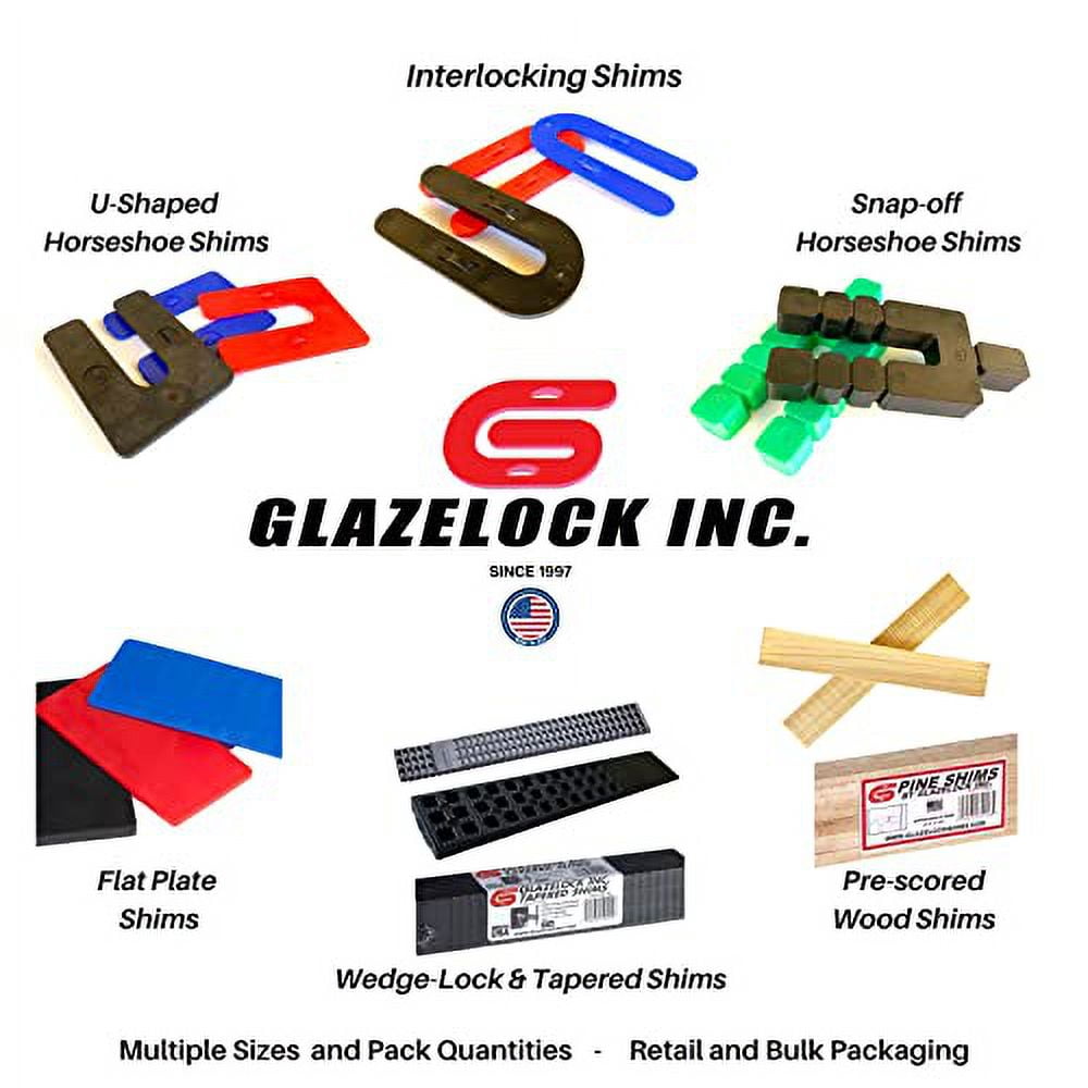 Glazelock GLZ26 Square Horseshoe Plastic Flat Shims White 250pc/box. 3/ ...