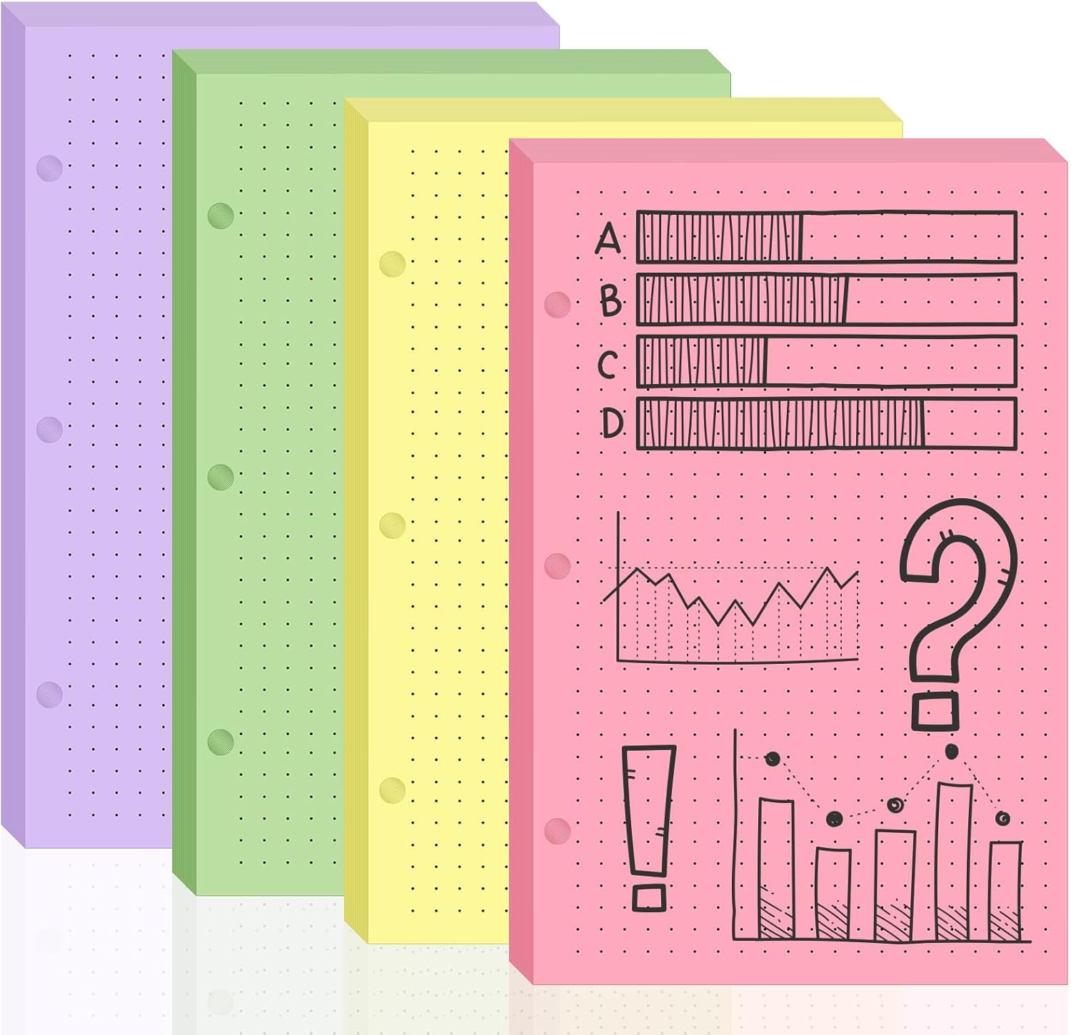 Gleam Adorn 100 sheet Half Letter Dotted Refill Paper 3 Hole Punch 5-1/ ...