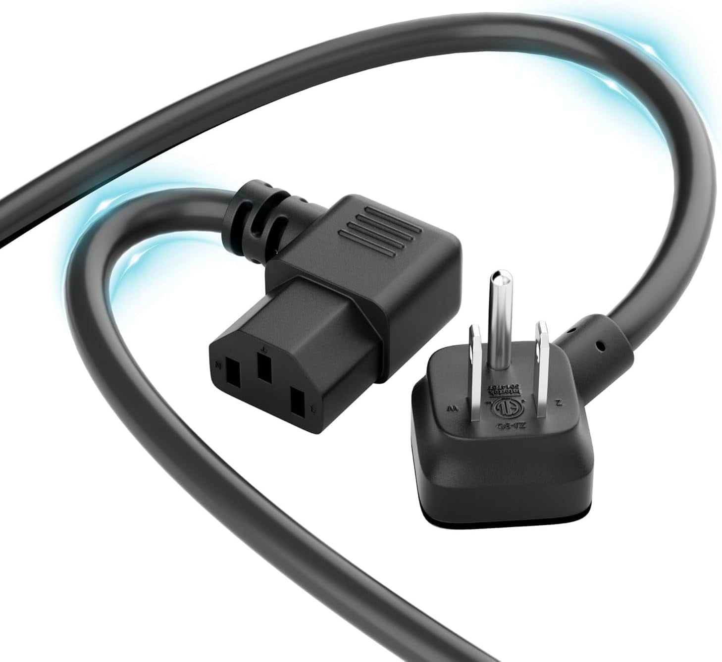 Gleam Adorn 3-Prong 45 Degree Flat to 90 Angled Plug Replacement Power ...