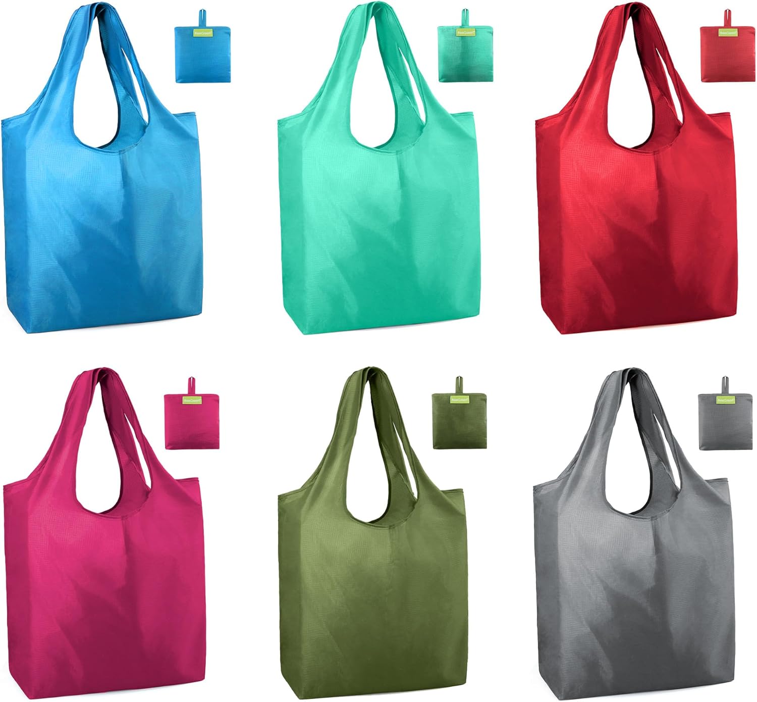 Gleam Adorn Colorful Reusable Grocery Bags 6 Pack, Heavy Duty Totes for ...
