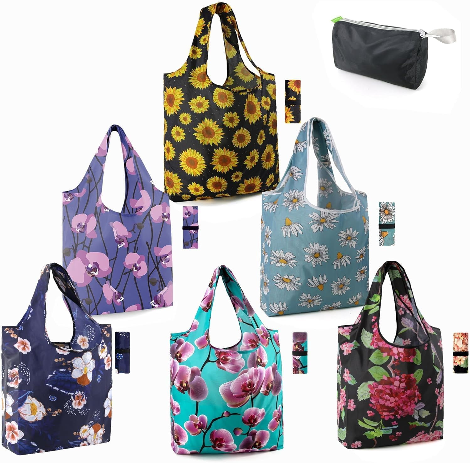 Gleam Adorn Floral Reusable Grocery Bags Bulk 6 Packs X-Large50LBS ...