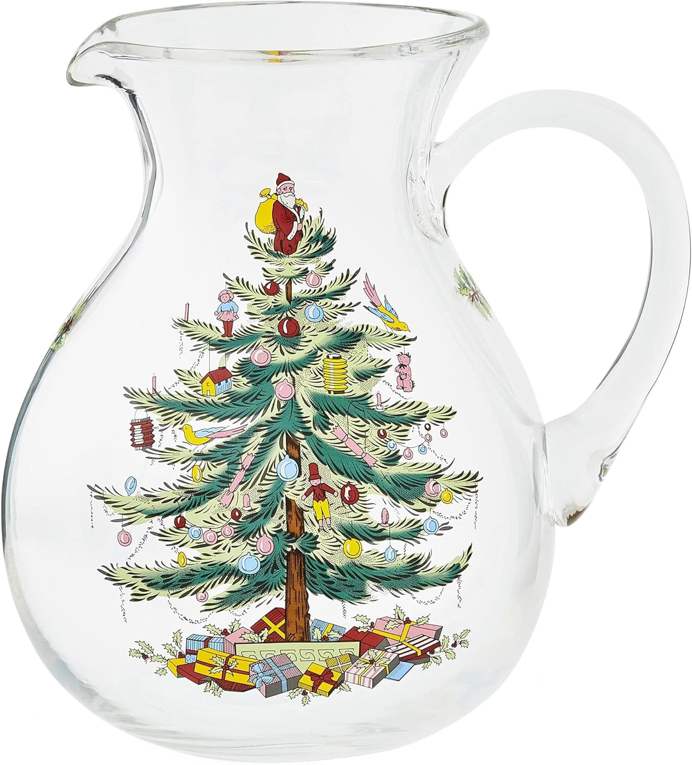 Gleam Adorn Spode Christmas Tree Glass Pitcher with Handle, 96oz ...