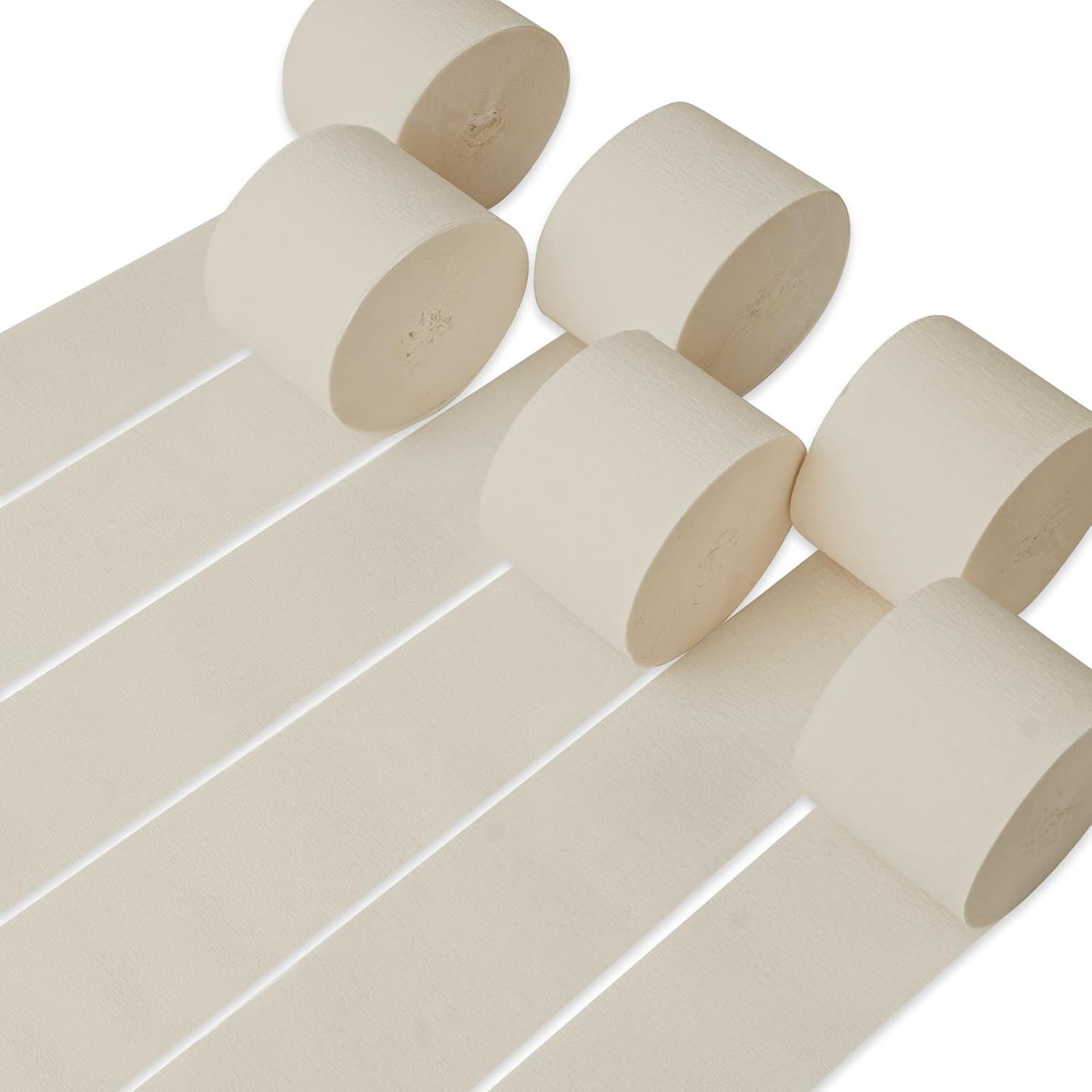 Gleam Adorn White Crepe Paper Streamers 6 Rolls 492 ft Pack of Beige ...