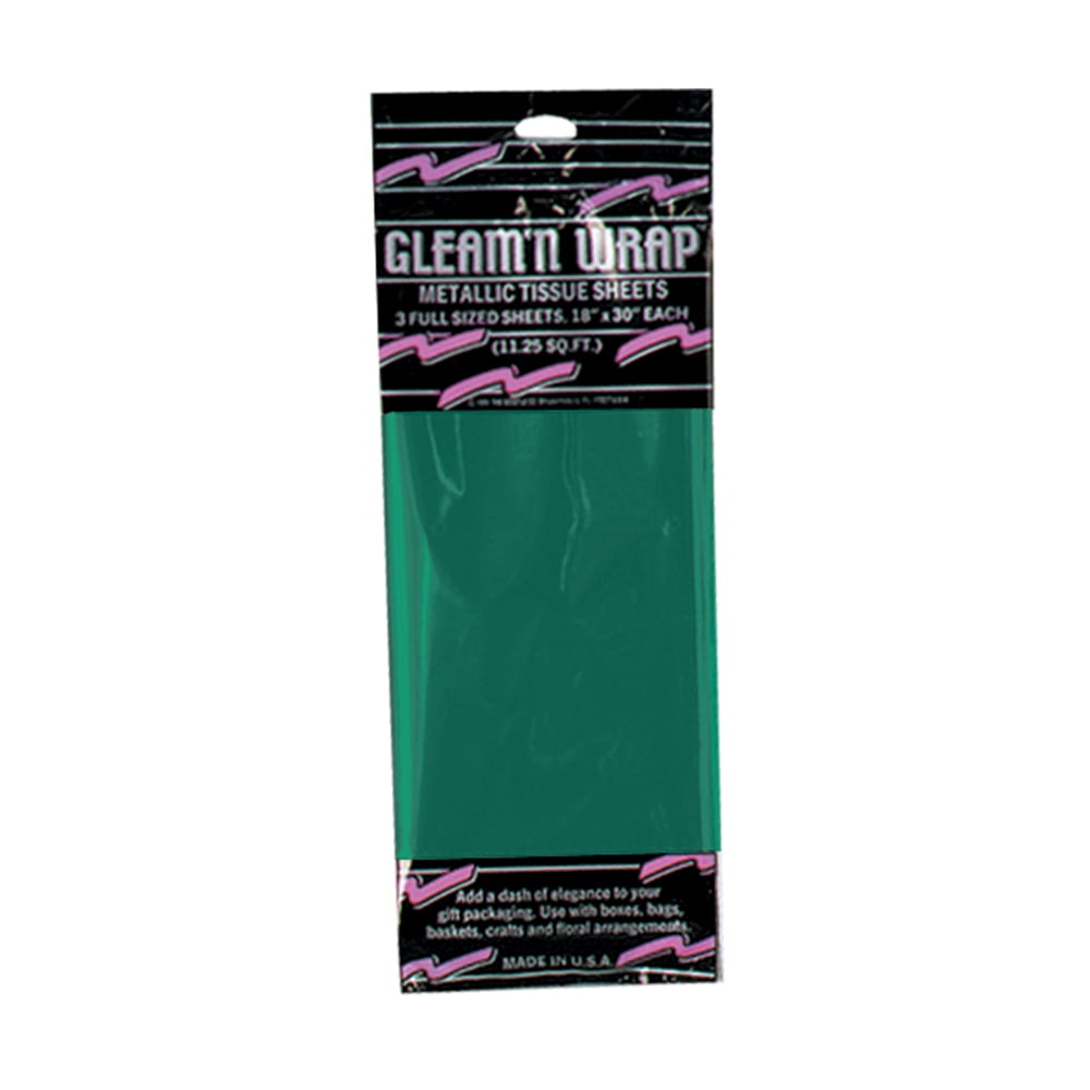 Gleam 'N Wrap Metallic Sheets 18" X 30" Green - 12 Pack (3 Per Package ...