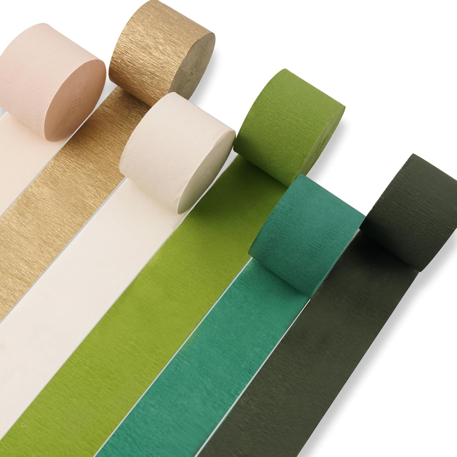 GleamAdorn Crepe Paper Streamers 6 Rolls 492ft, Pack of Dark Green ...