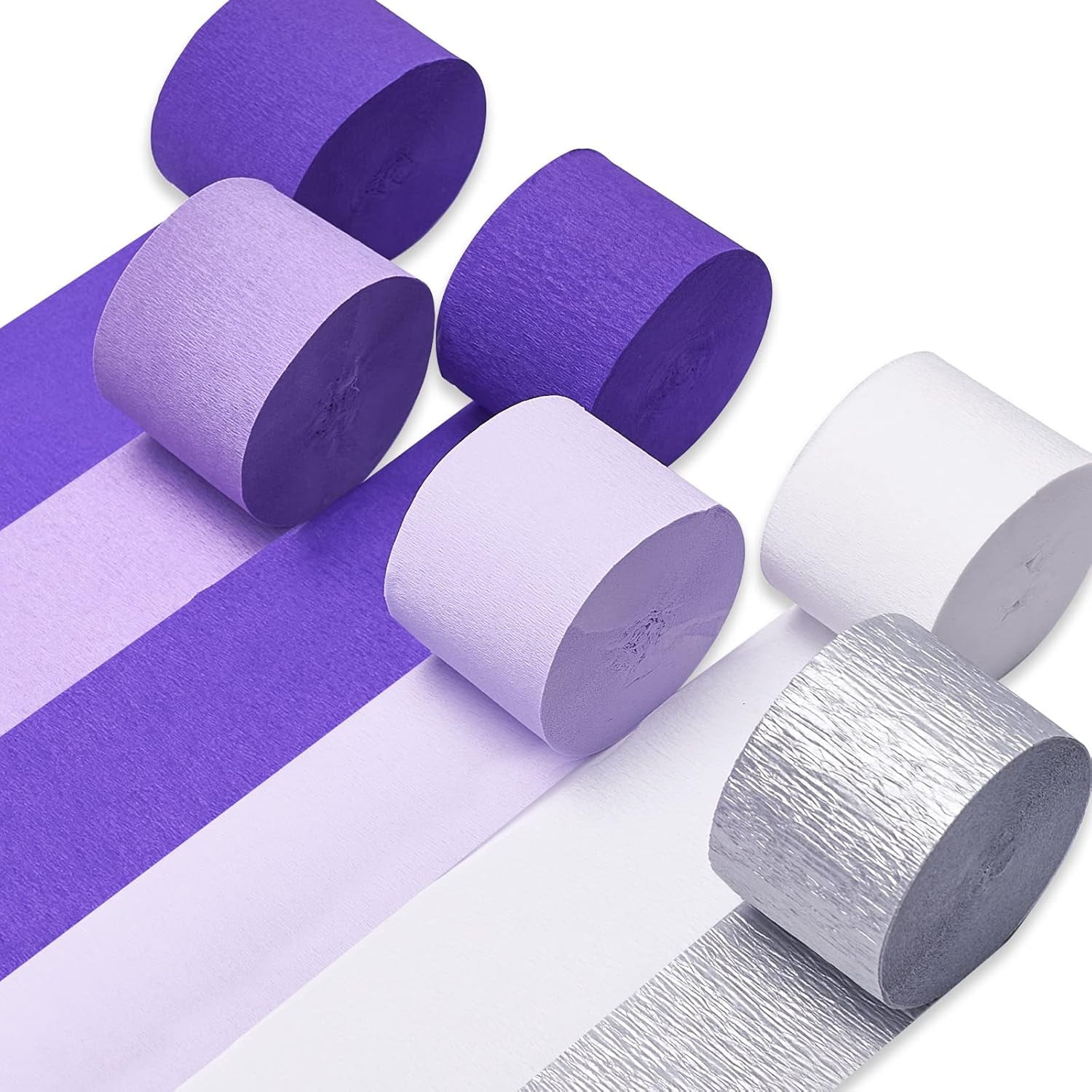 GleamAdorn Purple Crepe Paper Streamers 6pcs 492ft Pack of Light Dark ...