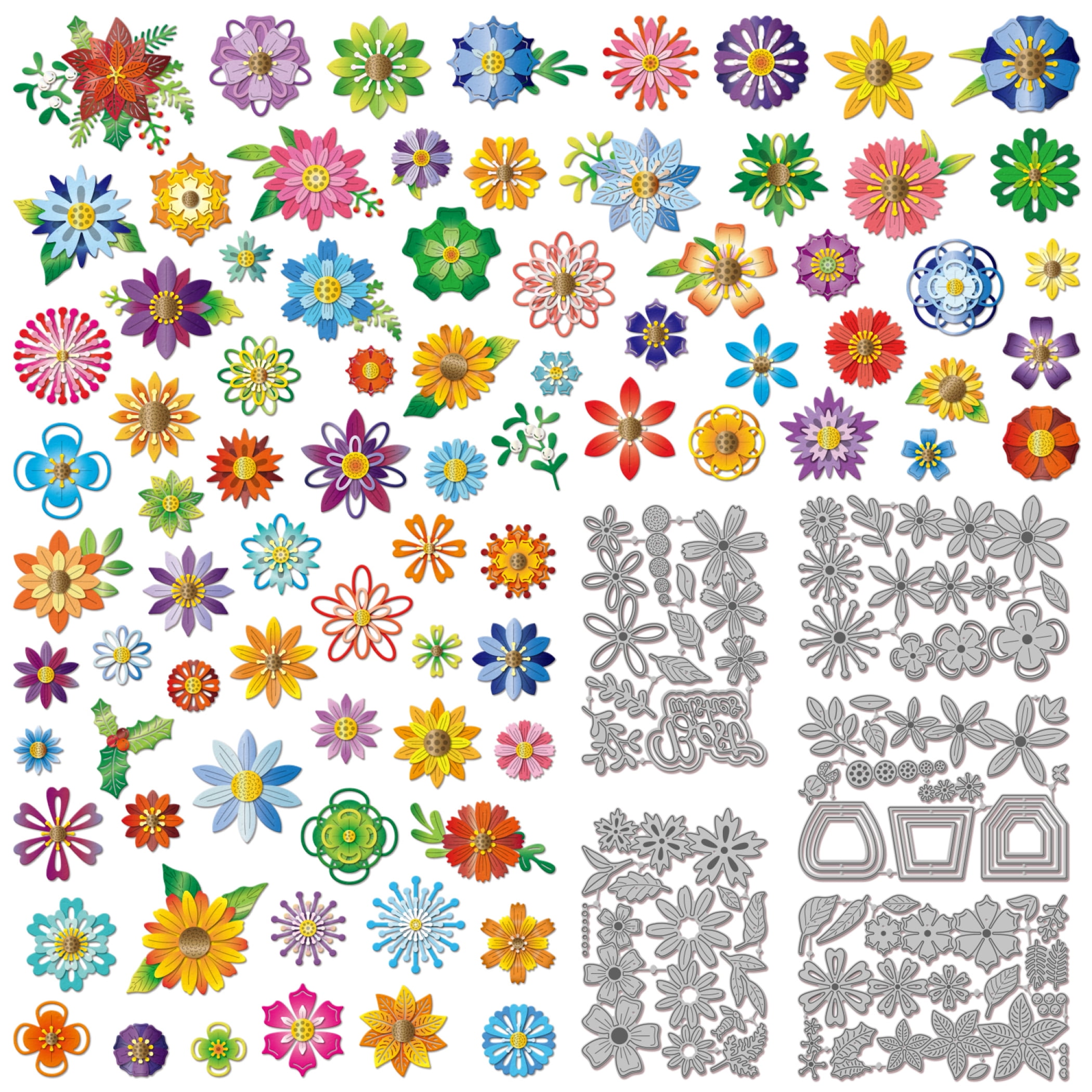 Gleamdisplay Flowers Vase Metal Cutting Dies, Daisy Floral Embossing ...