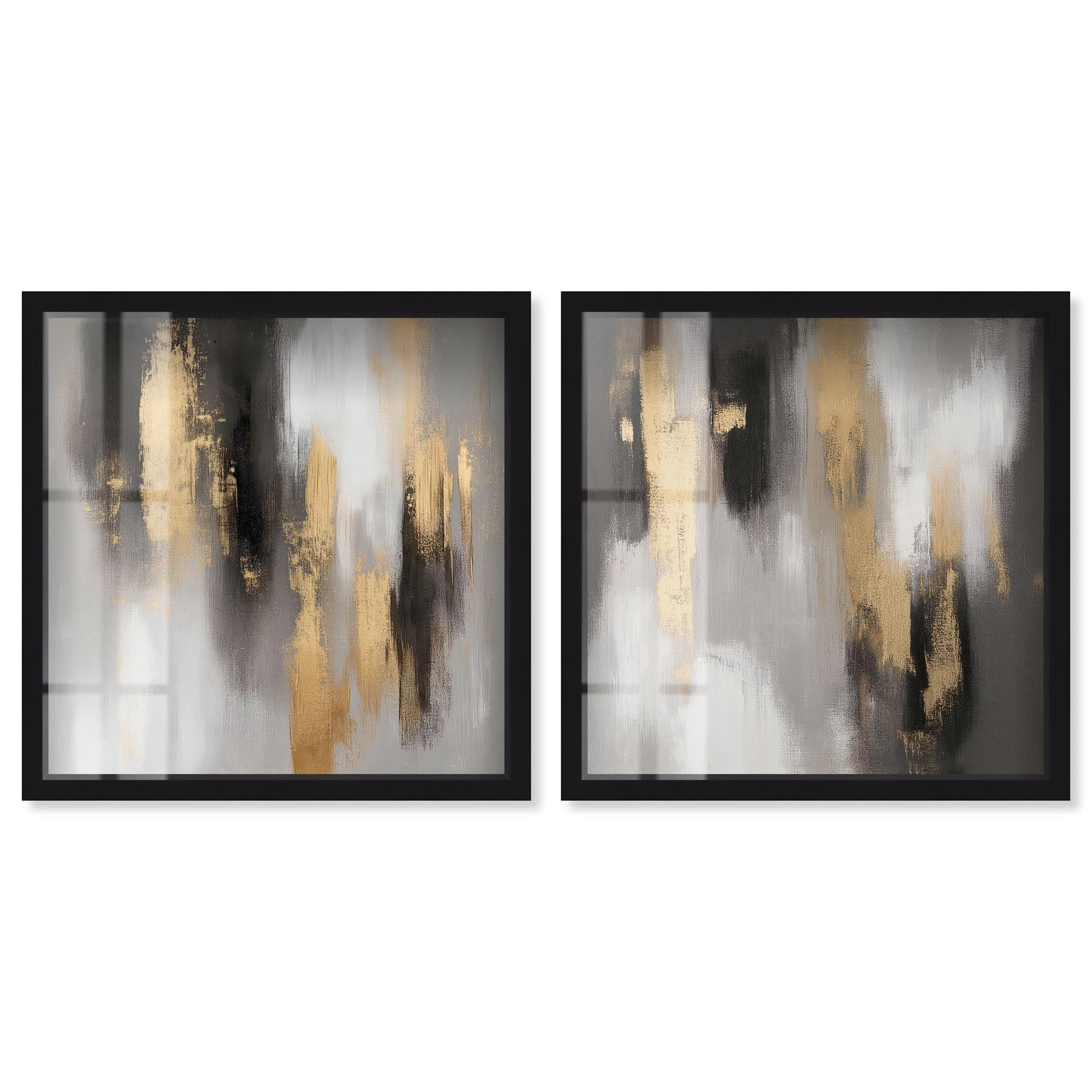 Gleaming Abyss Set Shadowbox Print Black Gold Wall Art Set by Art ...