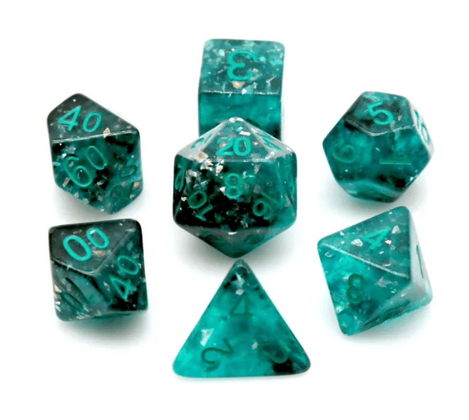 Gleaming Aqua DnD Dice Set | Dungeons and Dragons | 7 Dice RPG ...