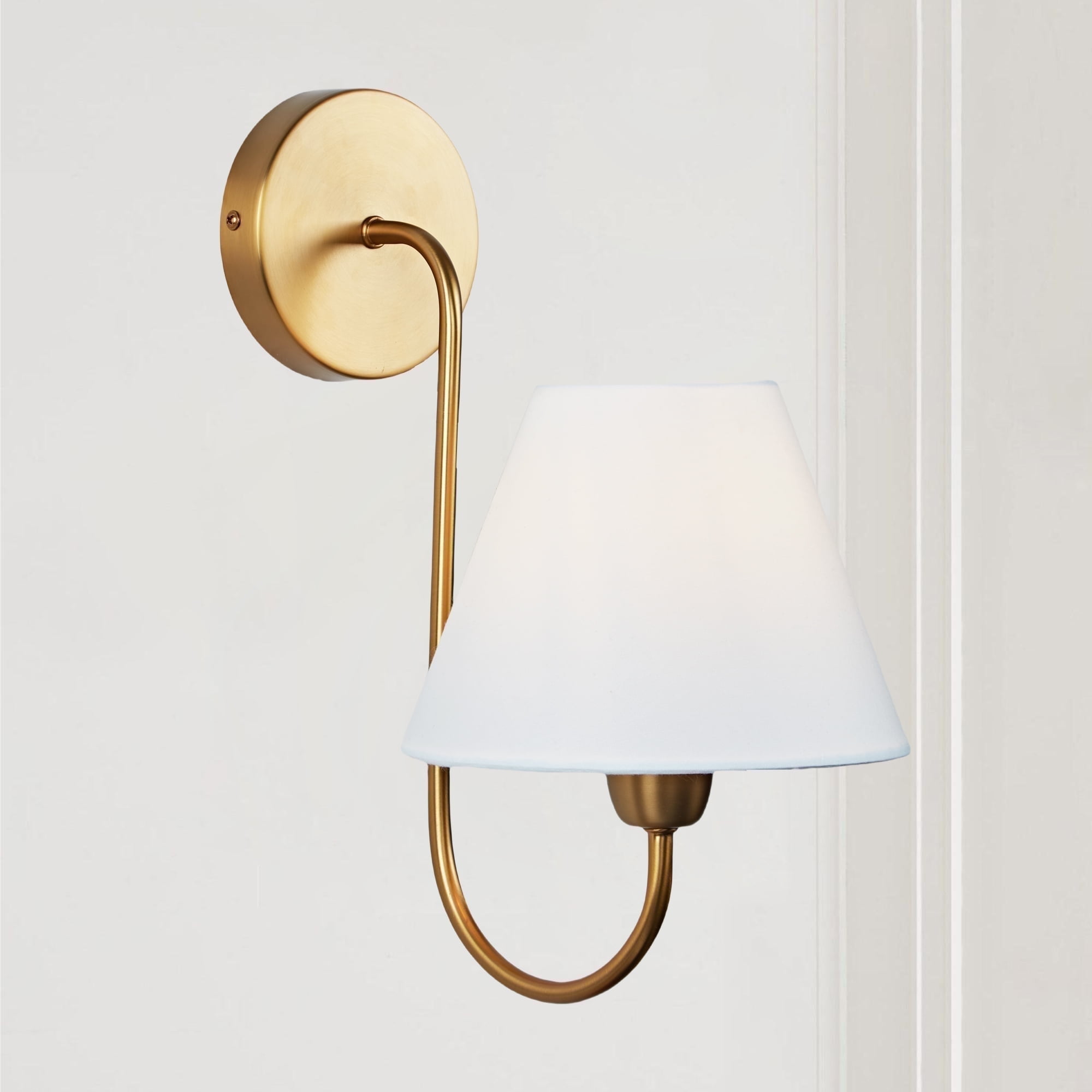 Gleaming Elegance Wall Sconce with Antique Brass&White Linen Shade ...